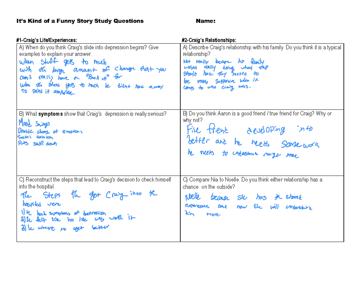 Kind of Funny Movie Wksht-2022 - It’s Kind of a Funny Story Study ...