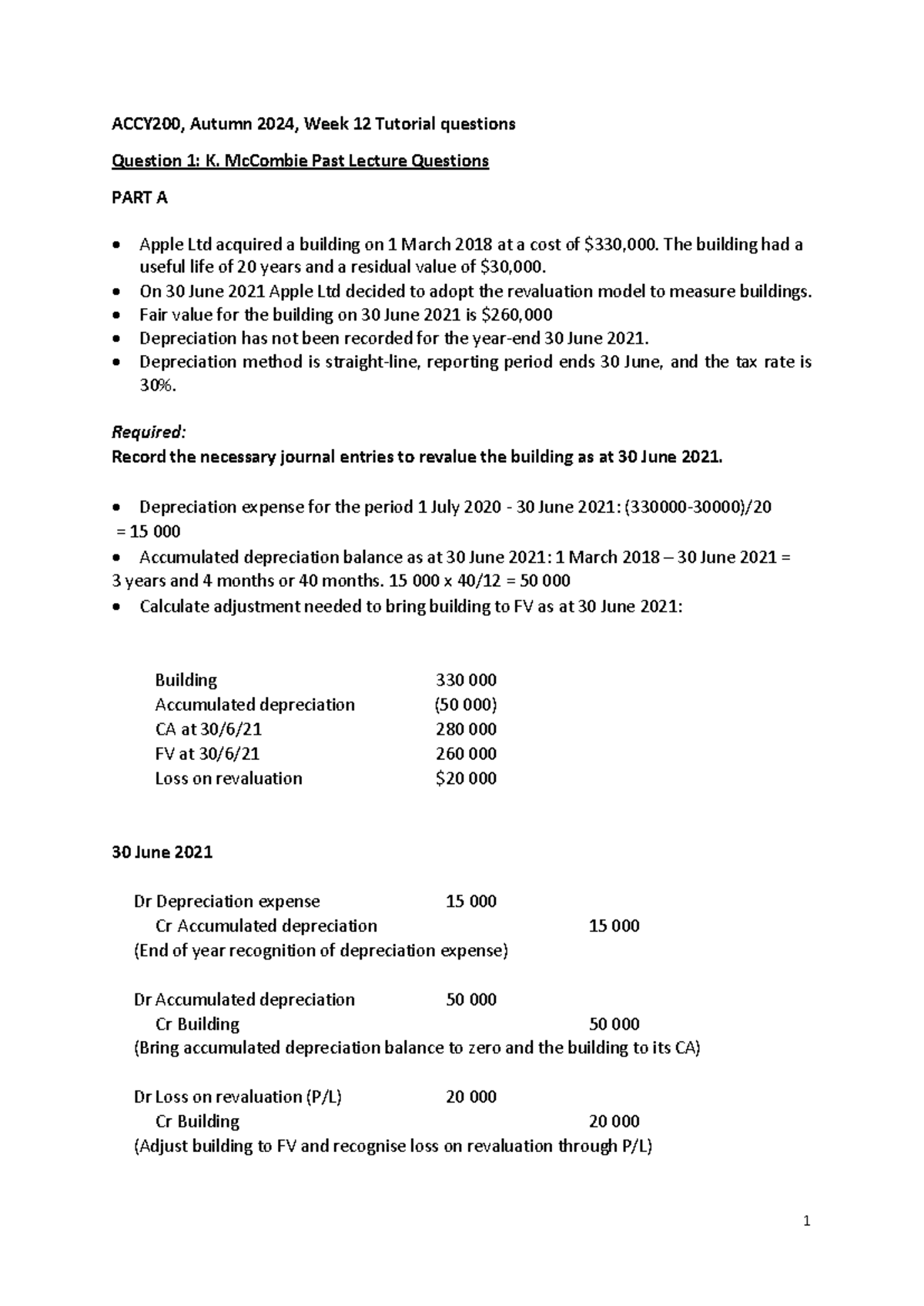 Week 12 Tutorial QA - McCombie Past Lecture Questions PART A • Apple ...