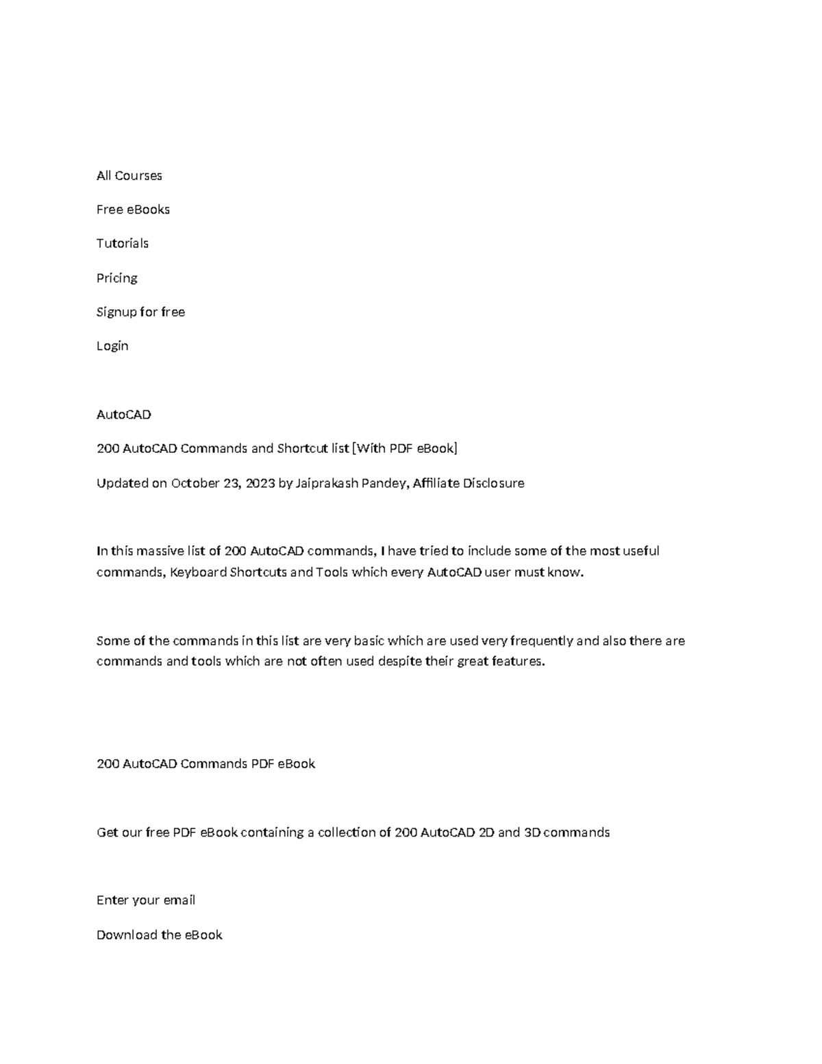 Auto CAD Commands - AutoCAD notes - All Courses Free eBooks Tutorials ...