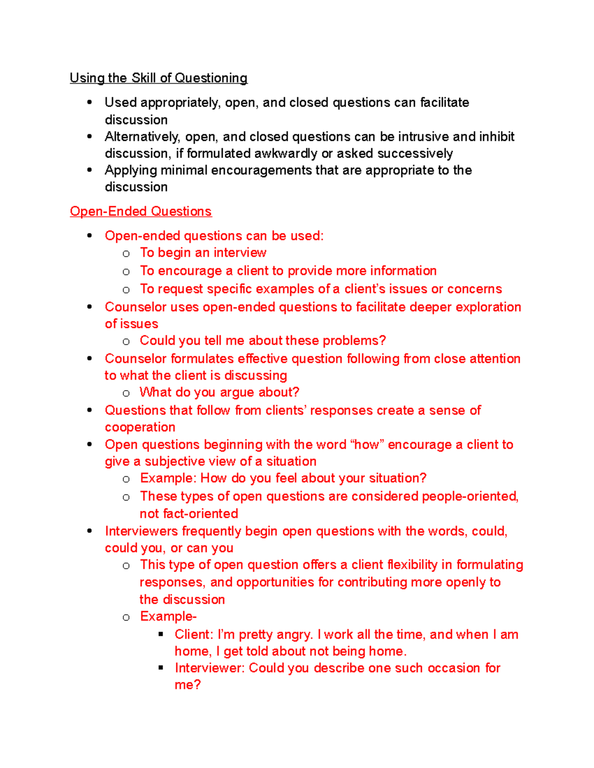 Using Open and Closed Questions in Facilitating Discussion - Studocu