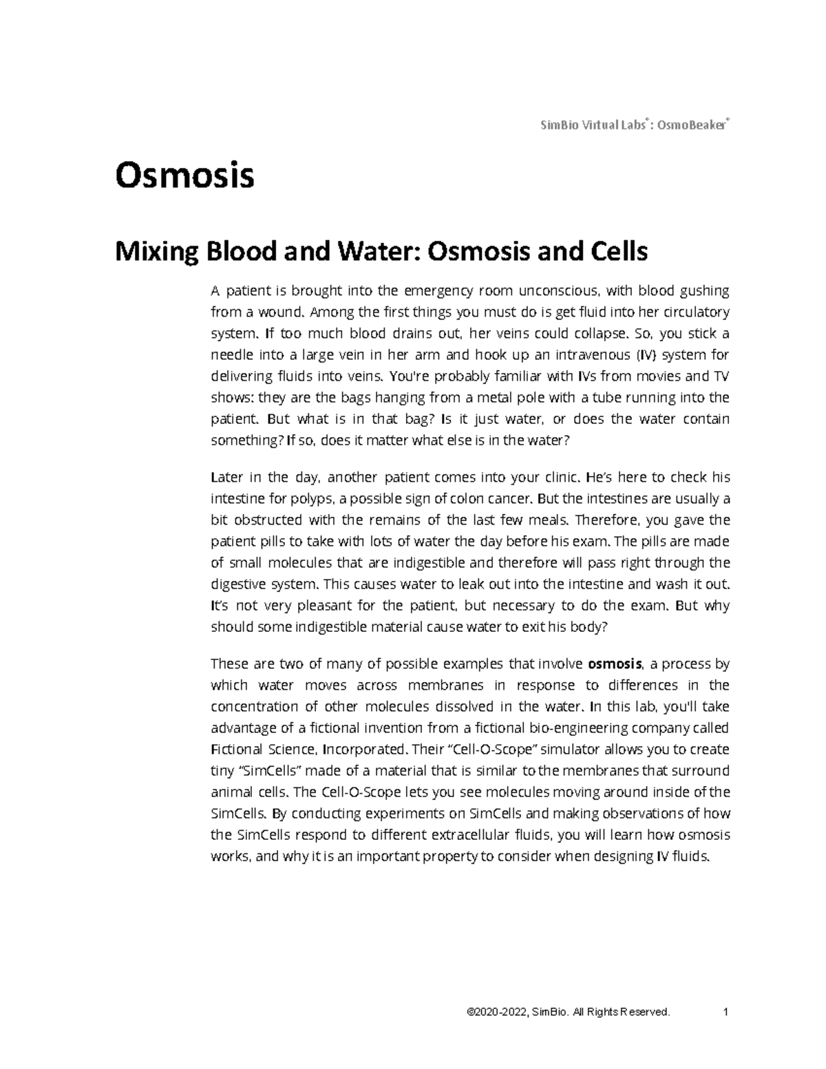 Bio Osmosis Labo - SimBio Virtual Labs®: OsmoBeaker® Osmosis Mixing ...