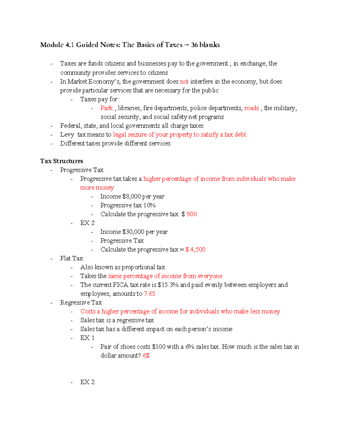 Copy of 4.1 Guided Notes - Module 4 Guided Notes: The Basics of Taxes → ...