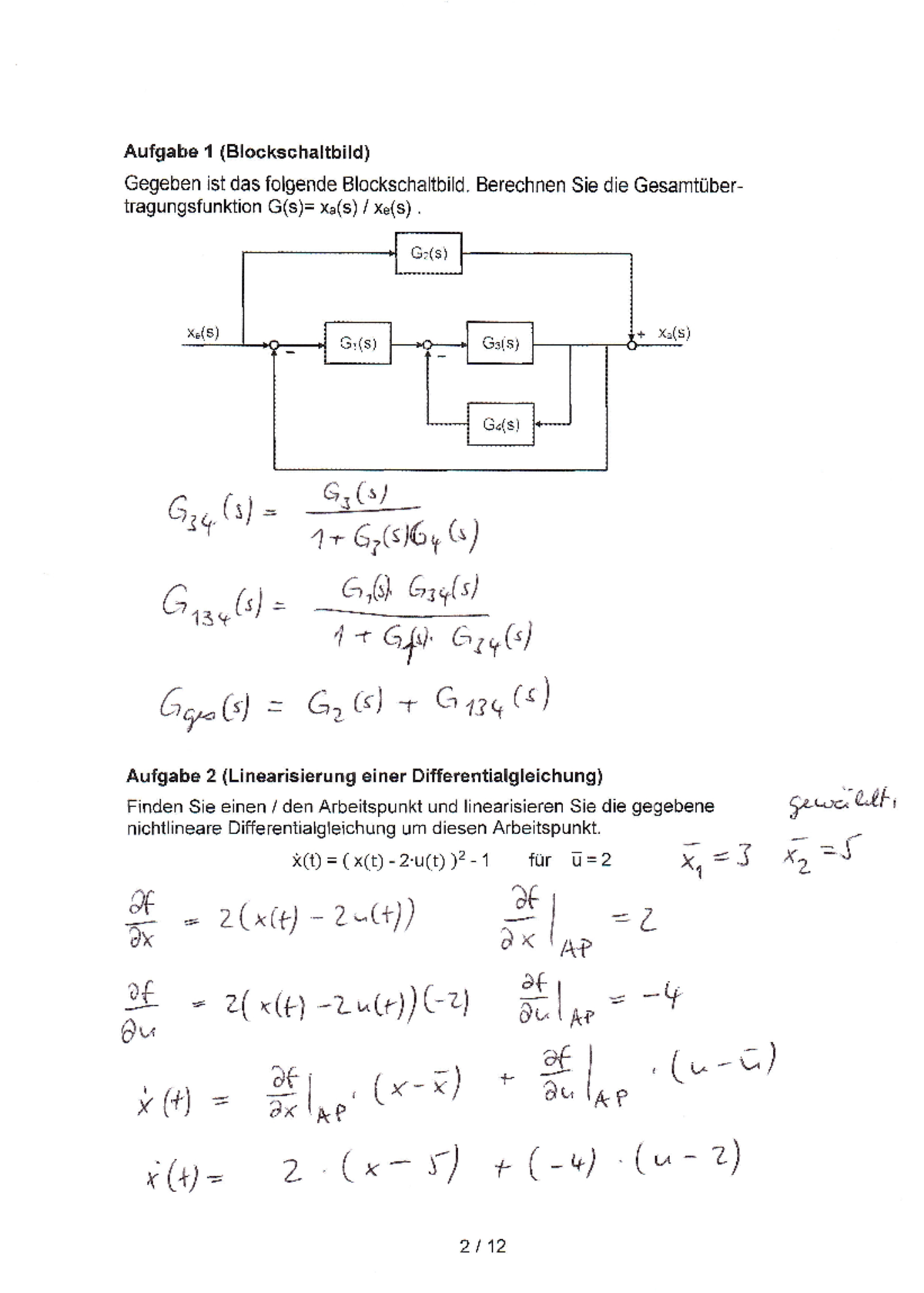 Loesungen zu den Aufgaben aus Uebungsklausur 1 - Regelungstechnik - Aufgabe 6 - Studocu