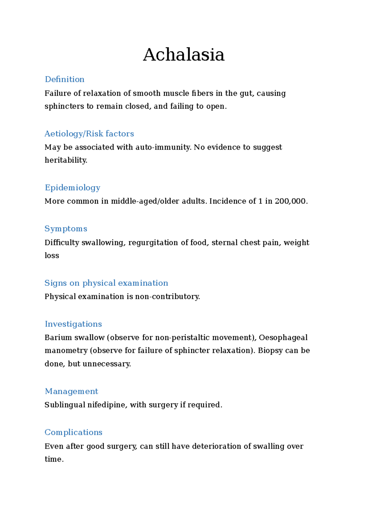 Gastro - Achalasia Definition Failure of relaxation of smooth muscle ...