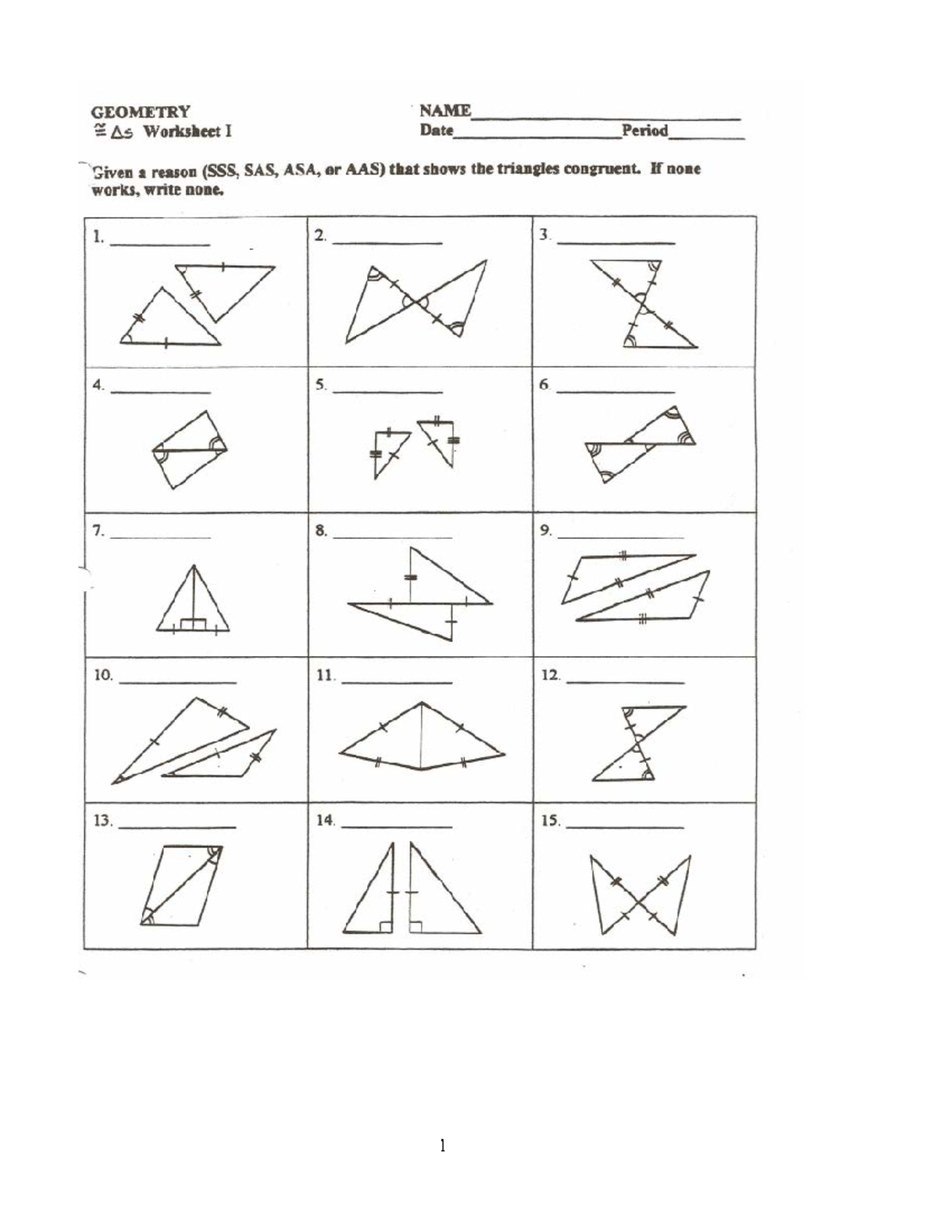 Congruent triangles worksheets - ∆DEB≅∆__________ by __________ DE ≅ EC ...