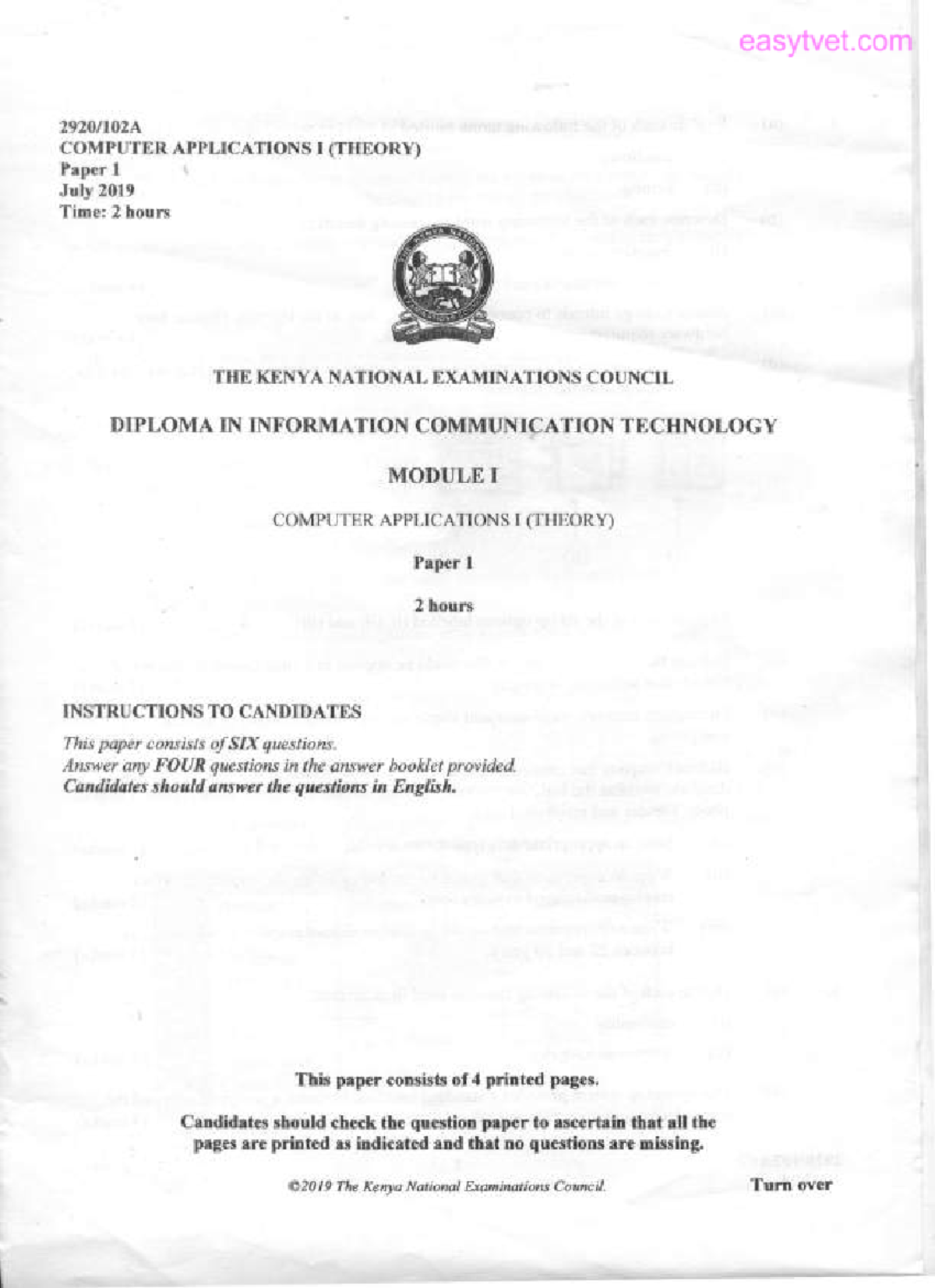 Ca1{theory}2019 july - Past paper - Information communication ...