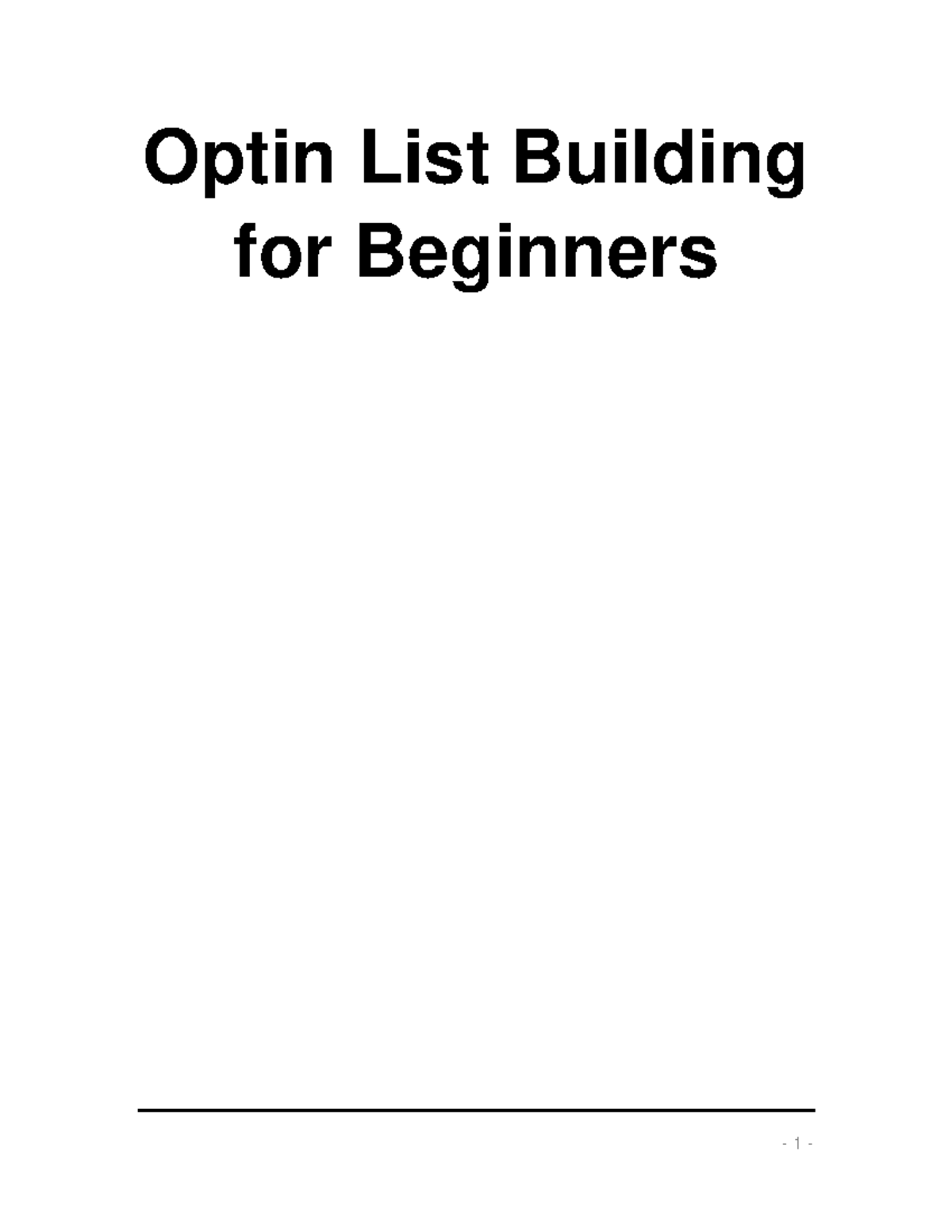 Opt-in List Building for Beginners - Optin List Building for Beginners ...