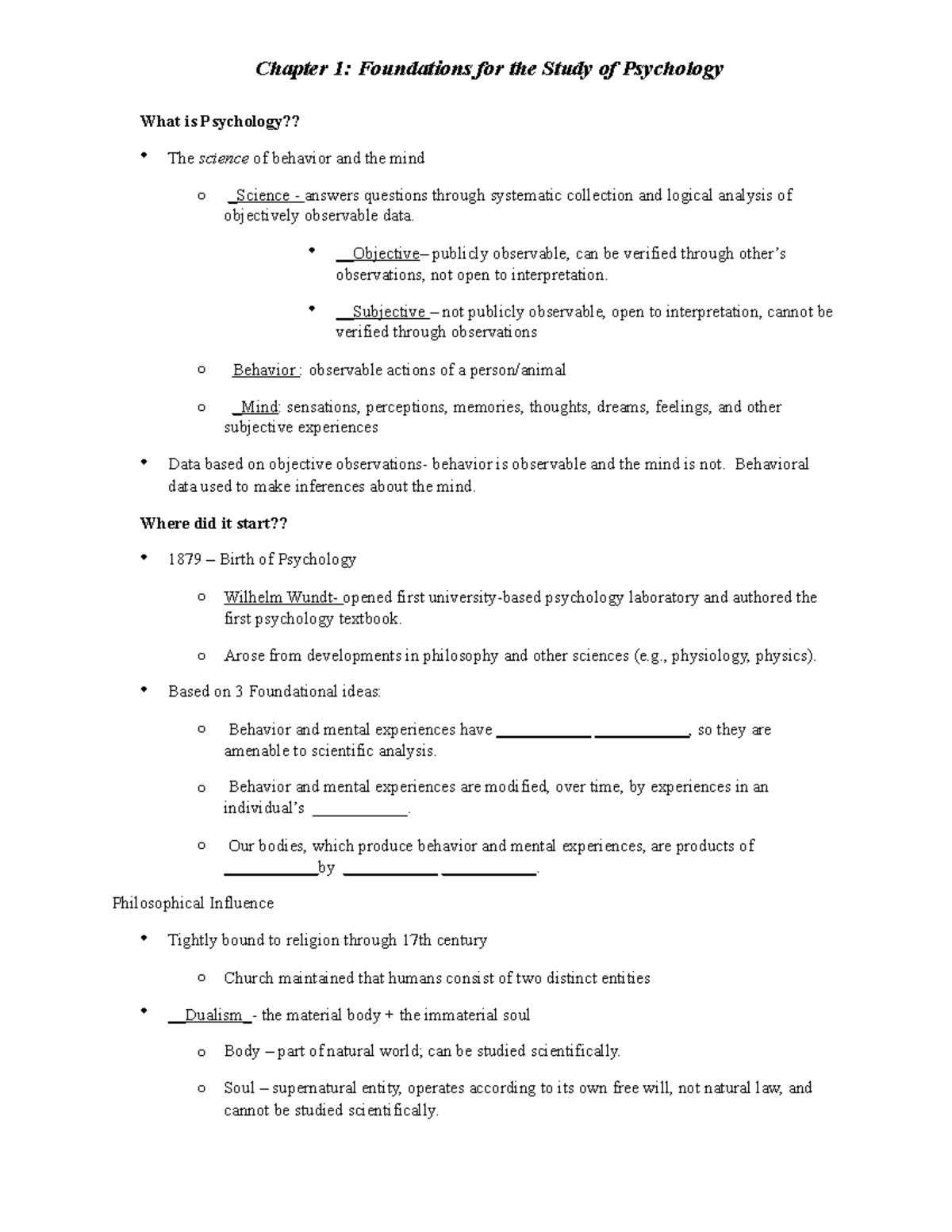 Ch. 1 Discussion Notes - Chapter 1: Foundations for the Study of ...