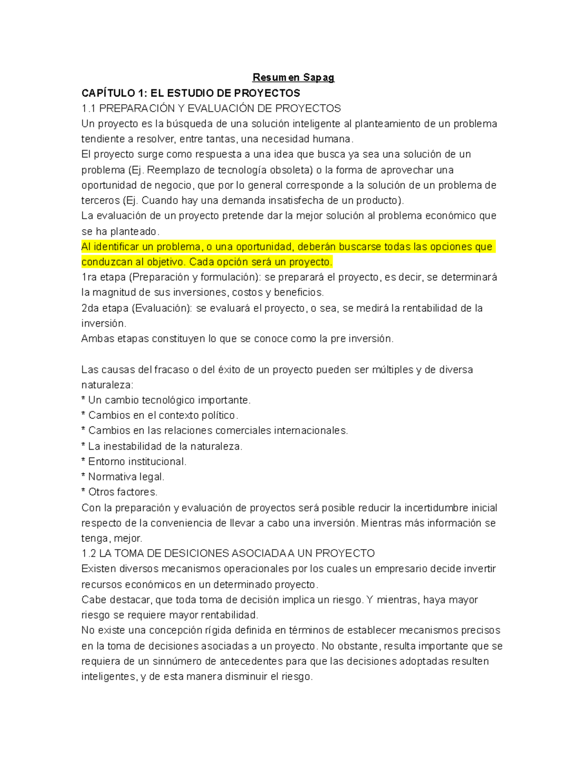Resuemen cap 1 a 4 - resumen libro sapag - Resumen Sapag CAPÍTULO 1: EL ...