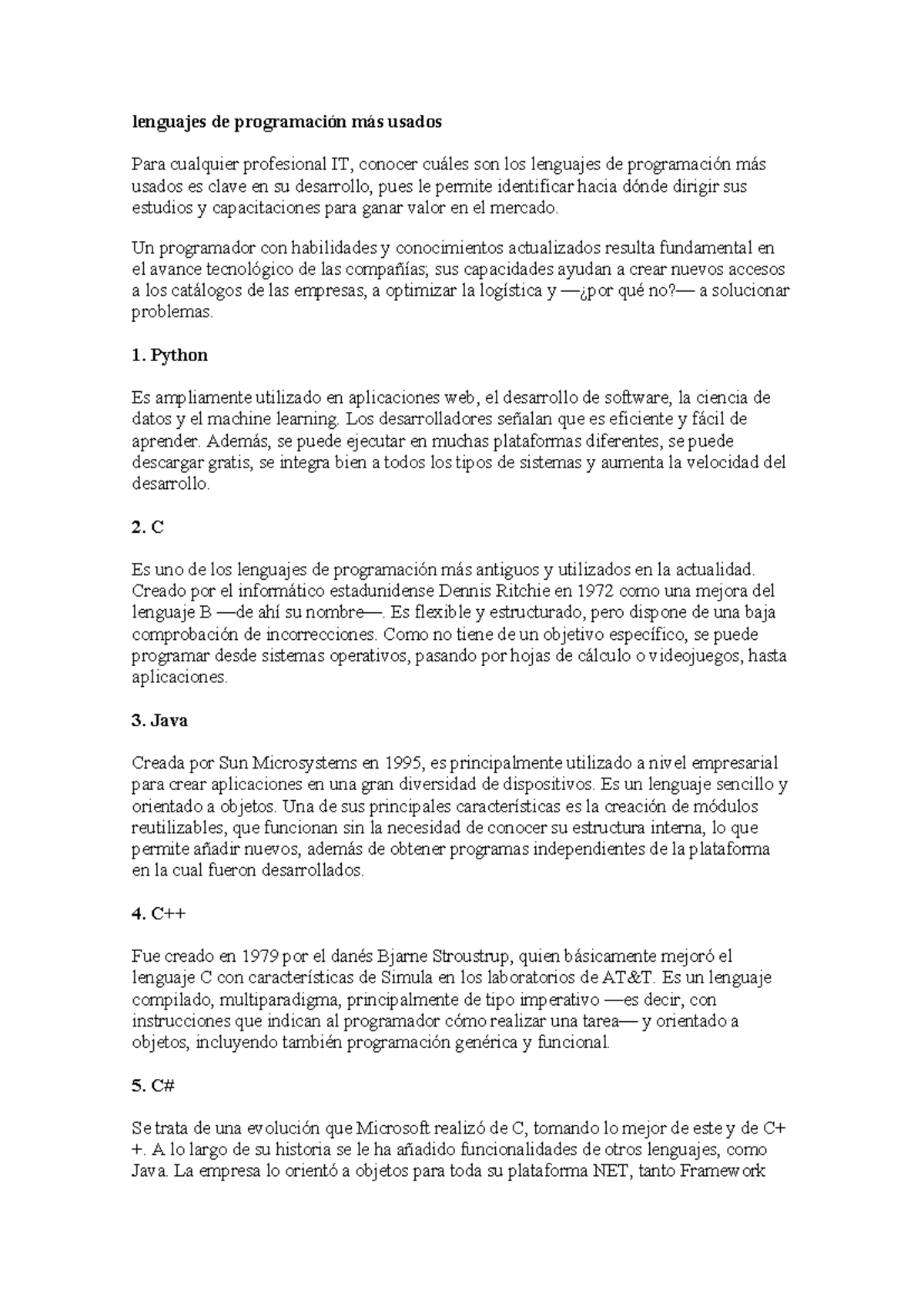 Lenguajes de programación más usados - lenguajes de programación más ...