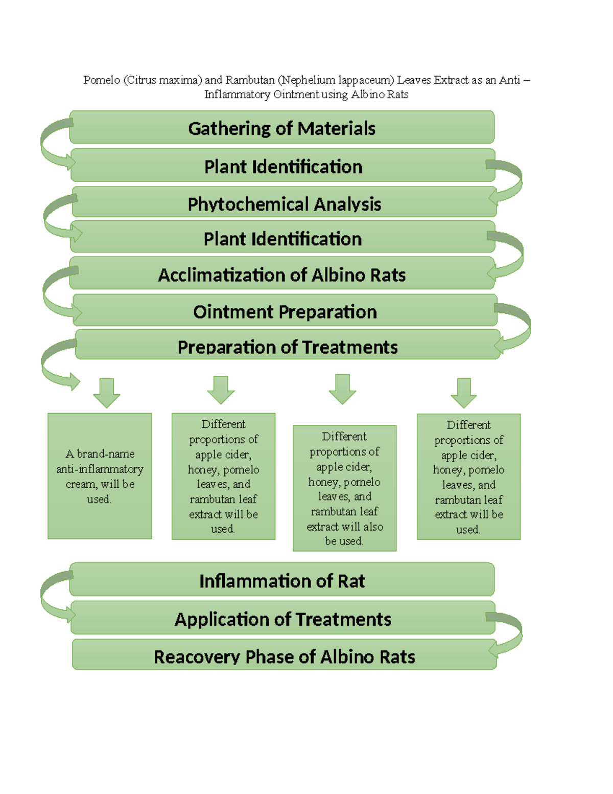 Flowchart - Phytochemical Analysis Preparation of Treatments Reacovery ...