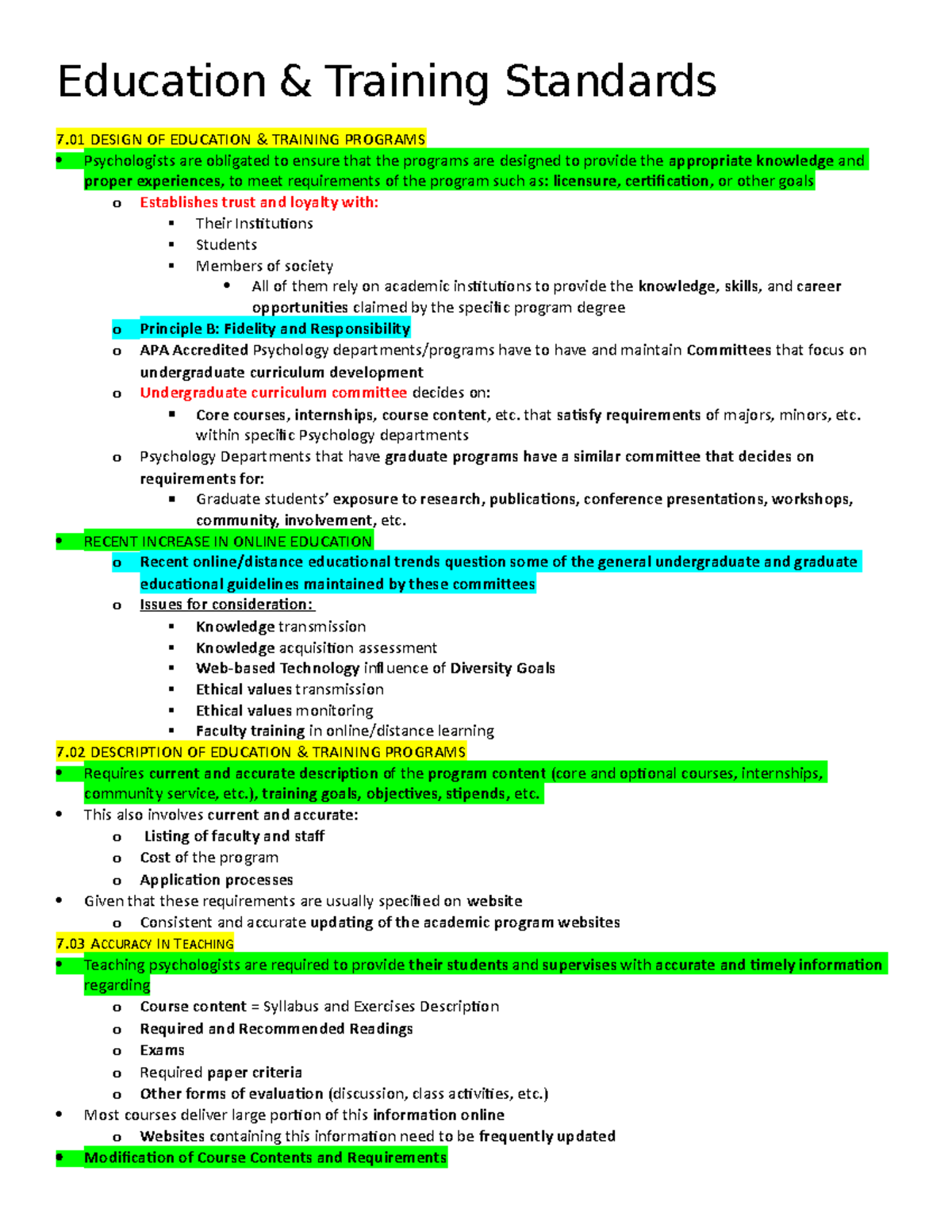 Standards of Education and Training - Education & Training Standards 7 ...
