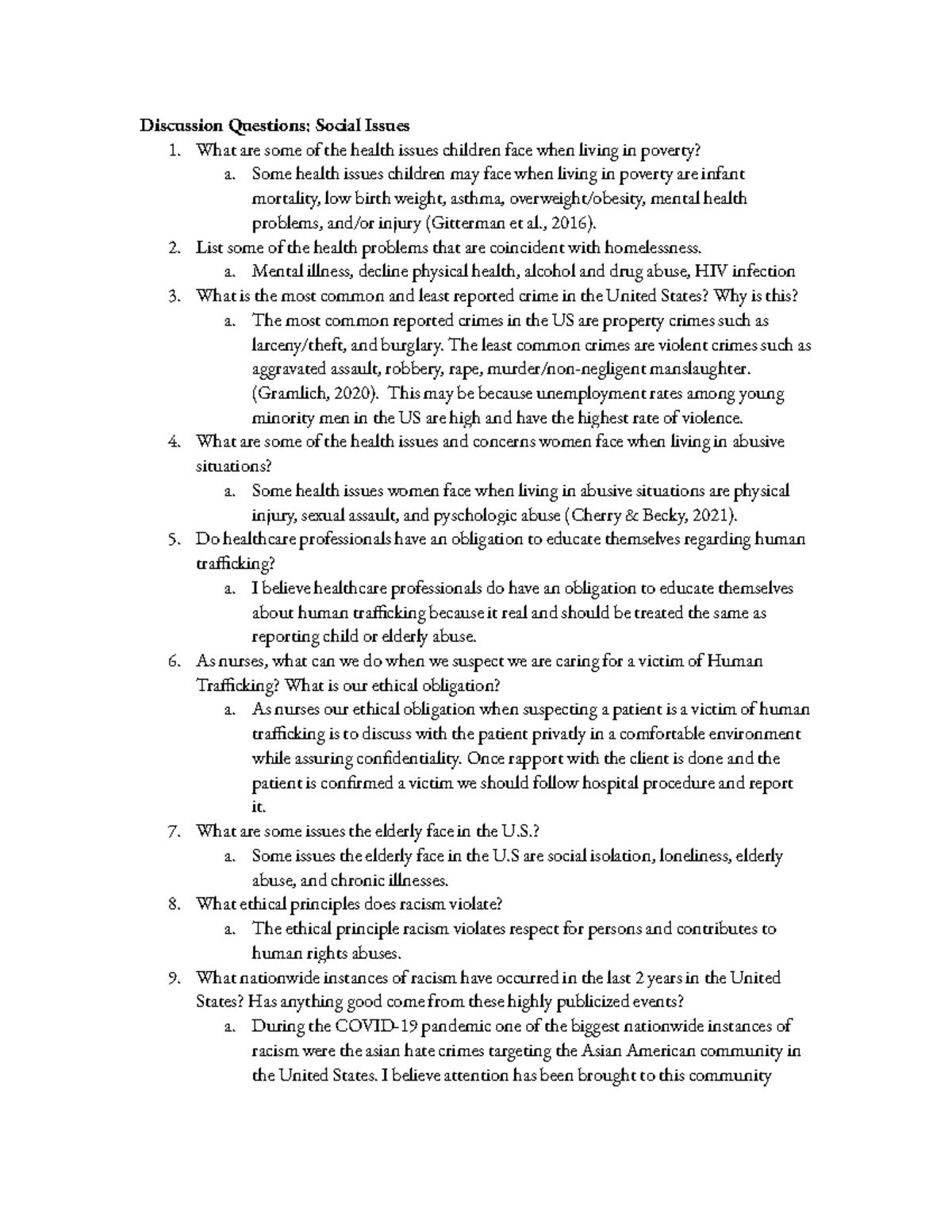 Discussion Questions+Social Issues - What are some of the health issues ...