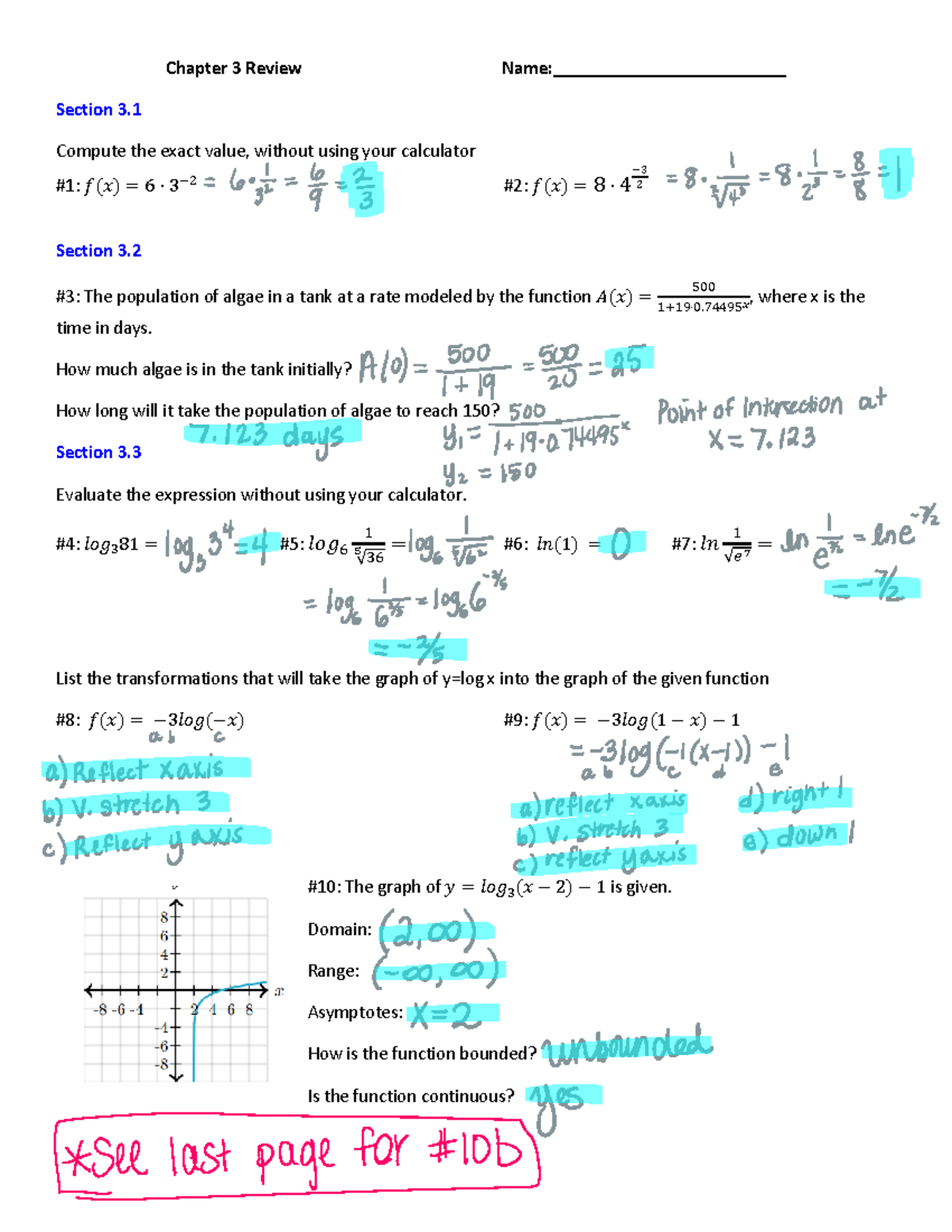 Chapter 3 Review KEY - Chapter 3 Review Name ...