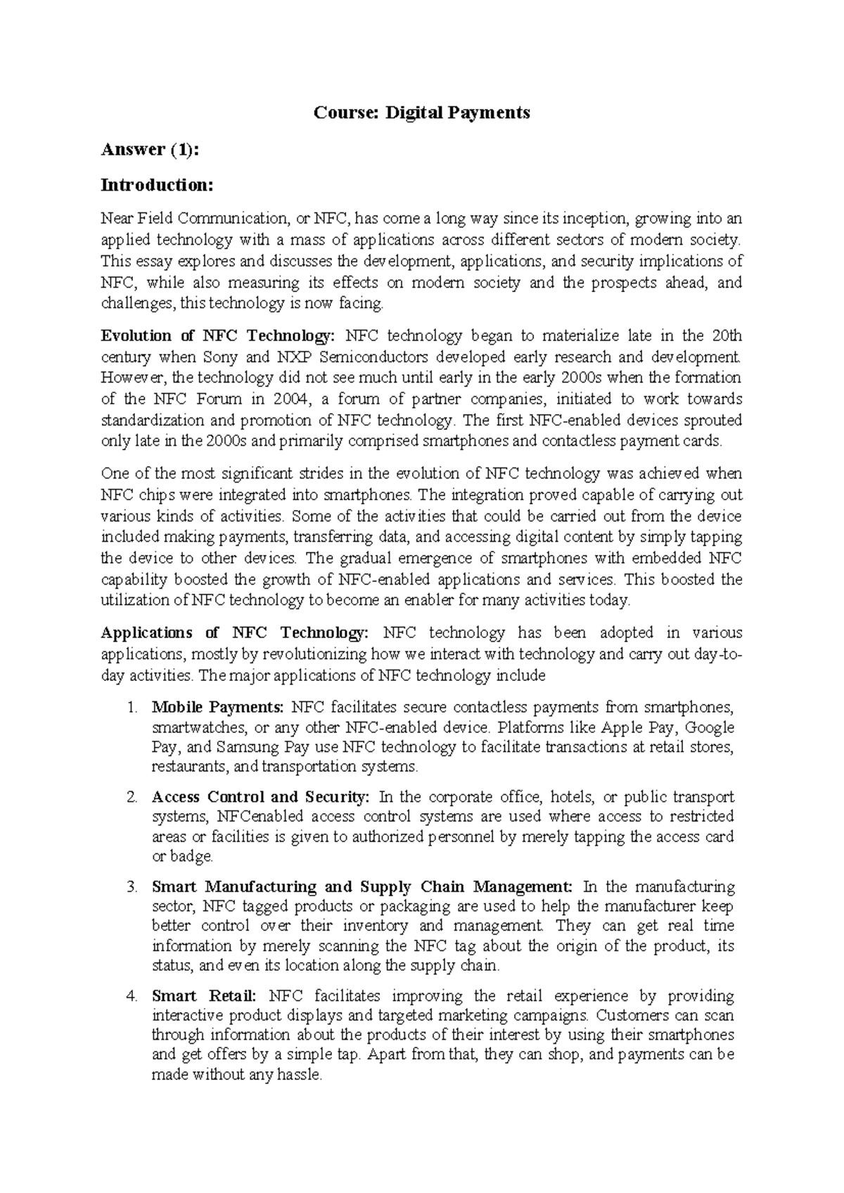 Course- Digital Payments - Course: Digital Payments Answer (1): Introduction: Near Field - Studocu