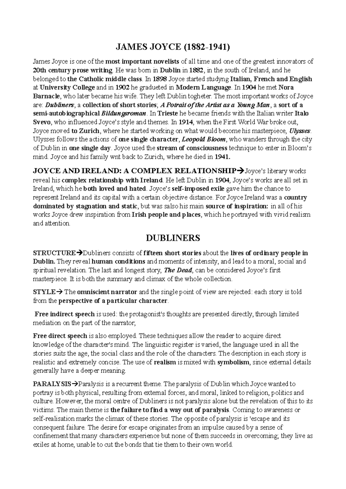 James Joyce - JAMES JOYCE (1882-1941) James Joyce is one of the most ...