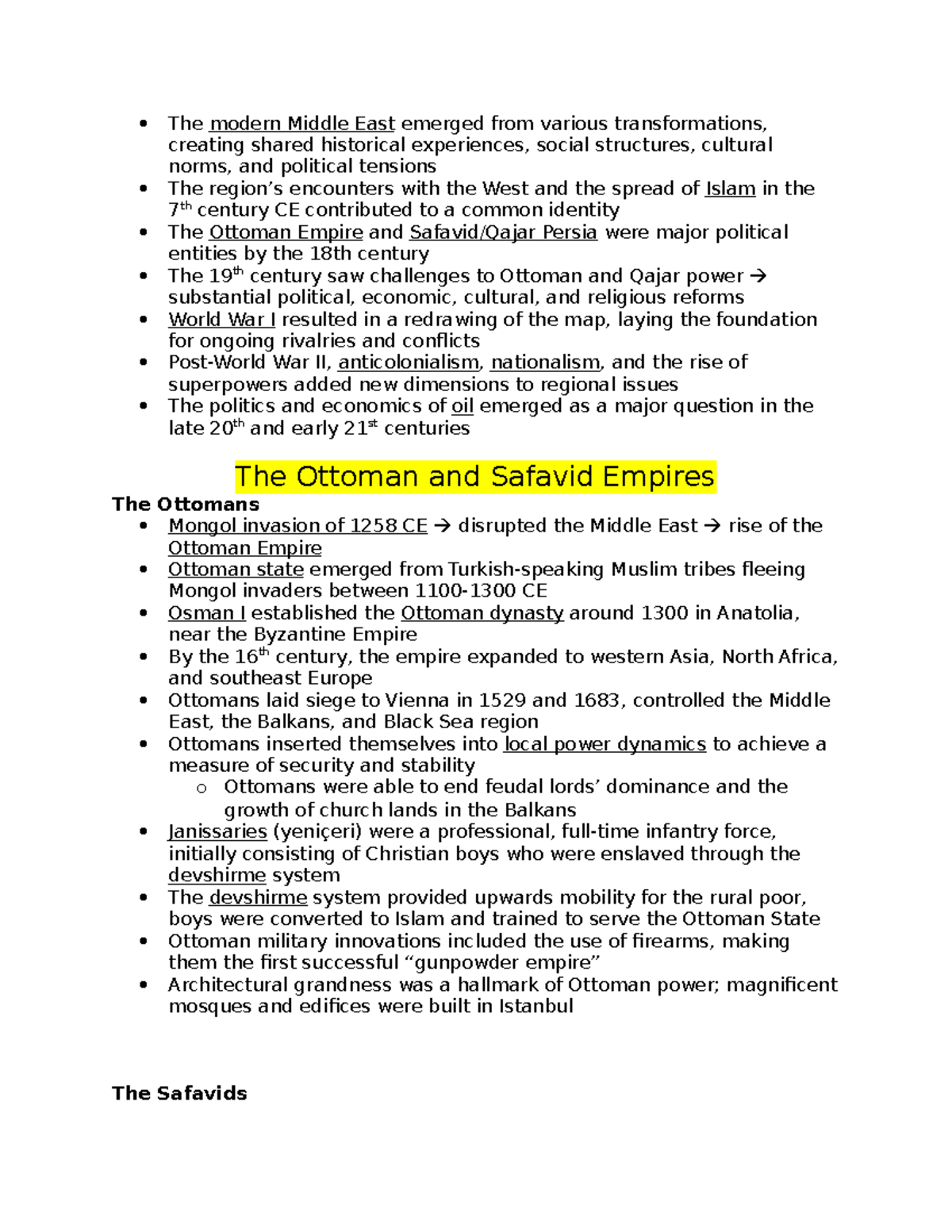 Chapter 1 - The Making of the Modern Middle East - The modern Middle ...