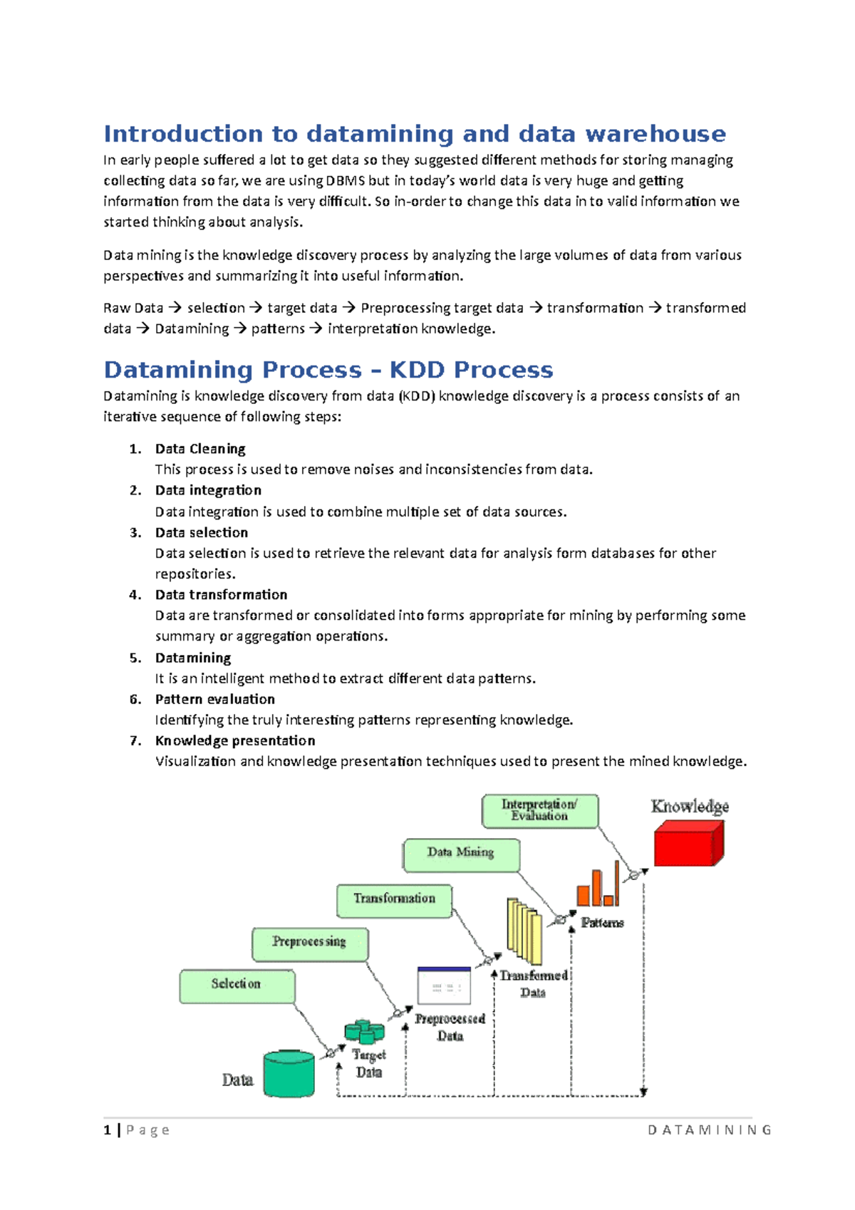 Introduction to datamining and data warehouse - So in-order to change this data in to valid ...