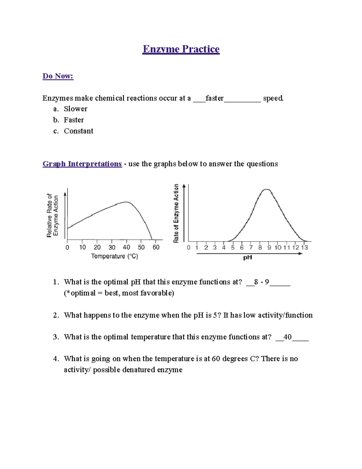 Enzyme Practice 11 5 20 - review - Enzyme Practice Do Now: Enzymes make ...