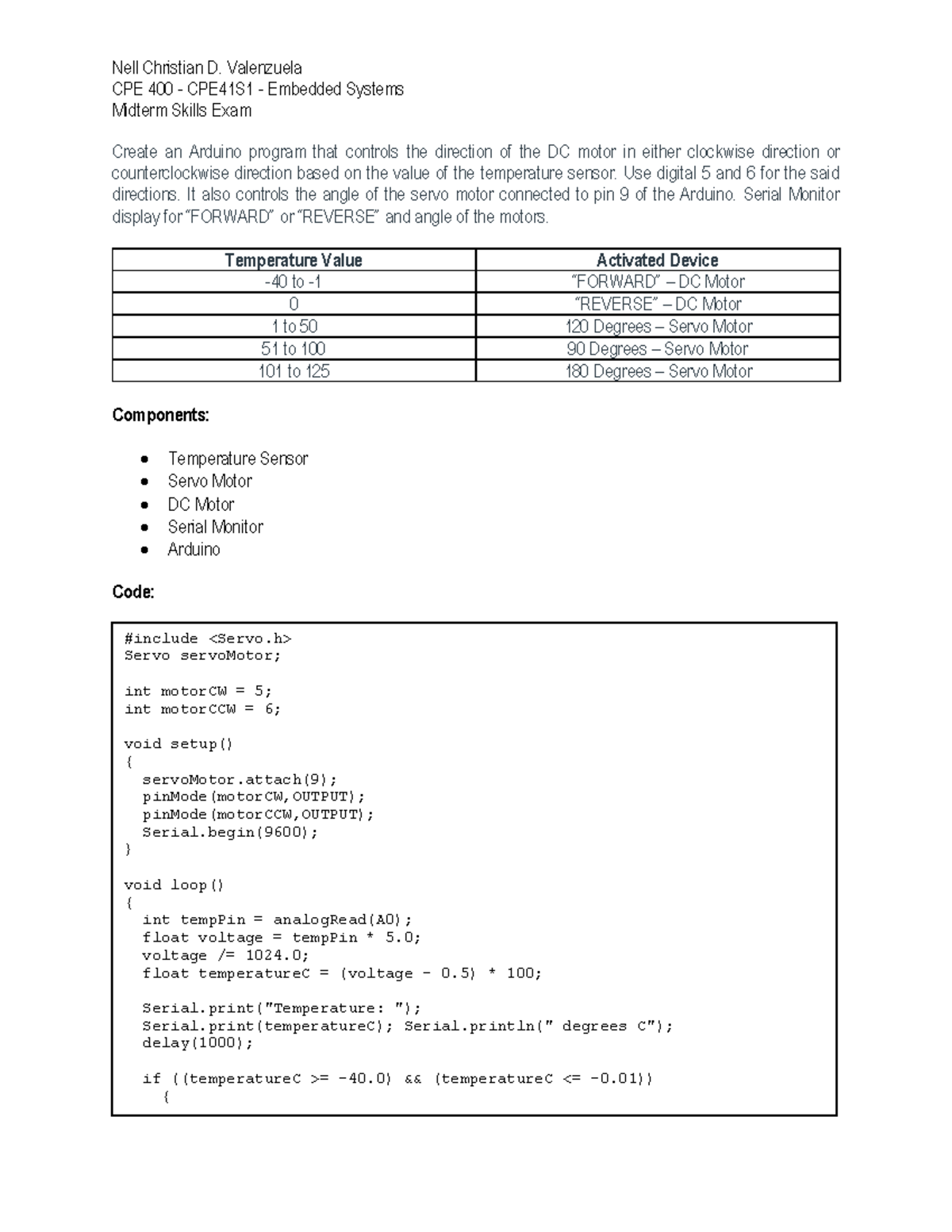 Midterm mse-1 - GOODLUCK - CPE 400 - CPE41S1 - Embedded Systems Midterm Skills Exam Create an ...