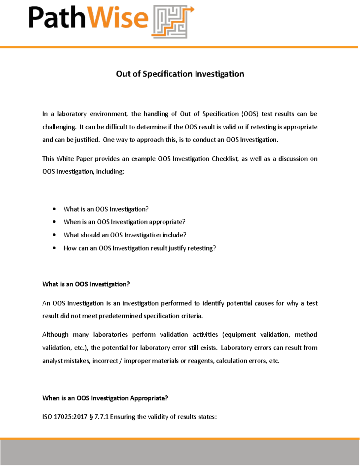 White Paper OOS Investigation Checklist copy - Compliant. Effective ...