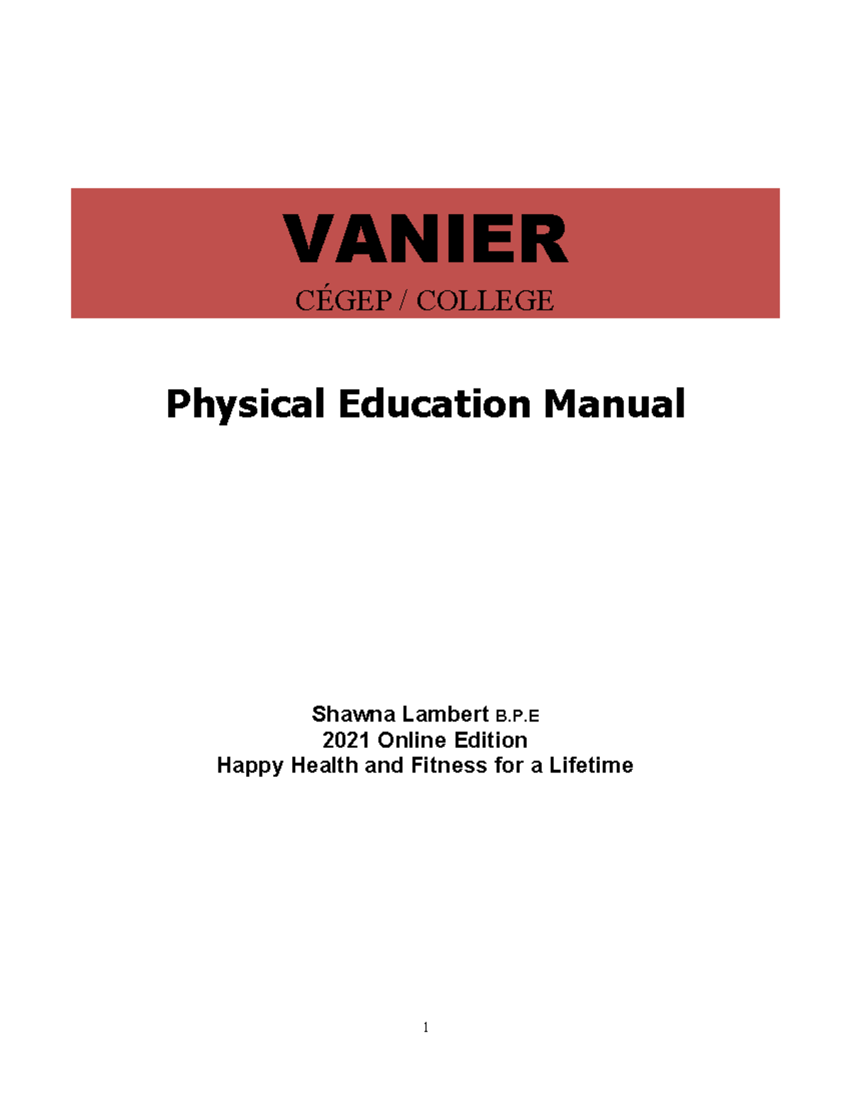 Gym manual - gymmmmm - VANIER CÉGEP / COLLEGE Physical Education Manual ...