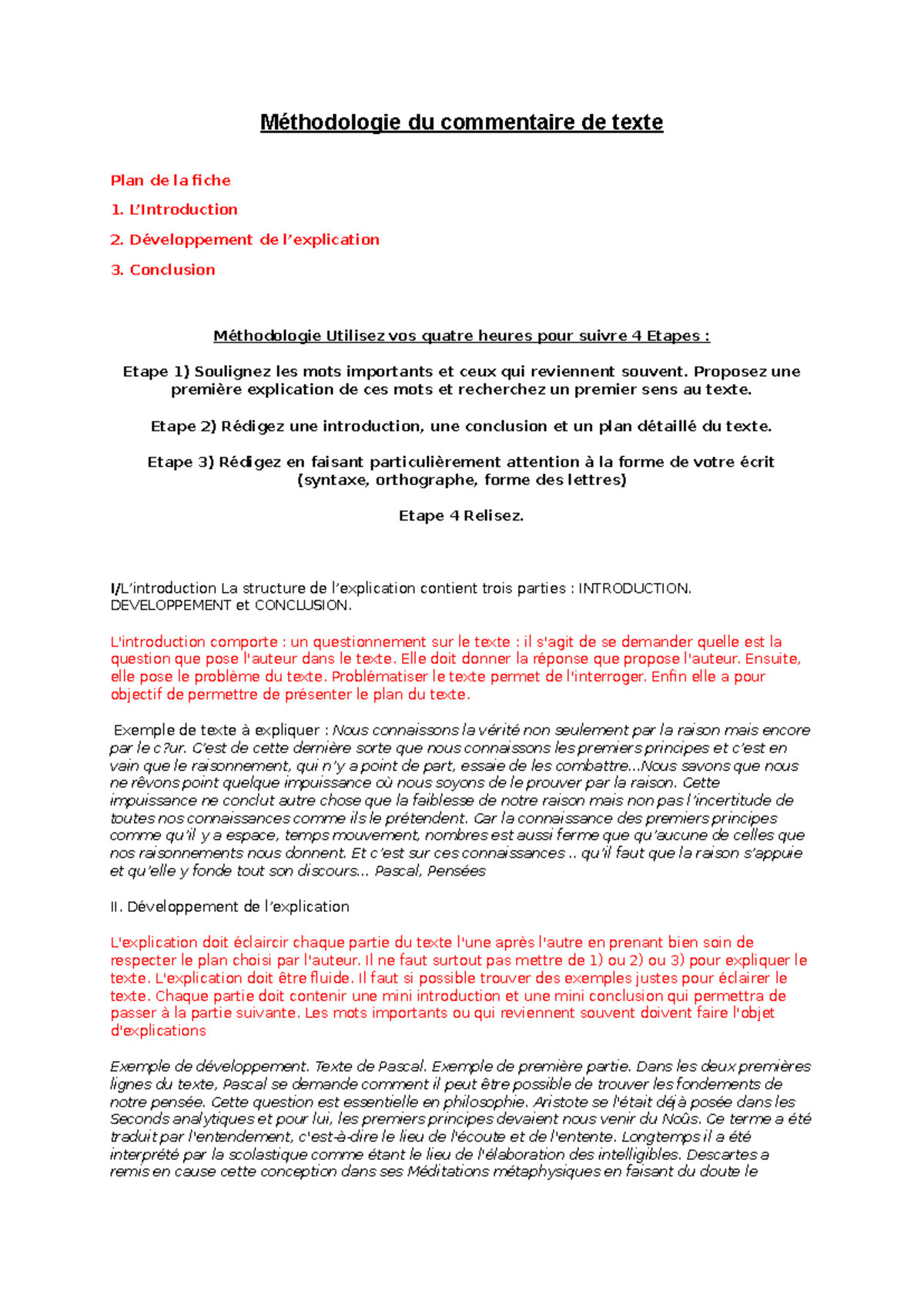 Méthodologie du commentaire de texte - Proposez une première ...