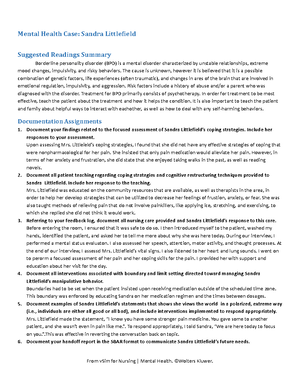 V Sim2 - VSIM Scenario - Mental Health Case: Sandra Littlefield ...