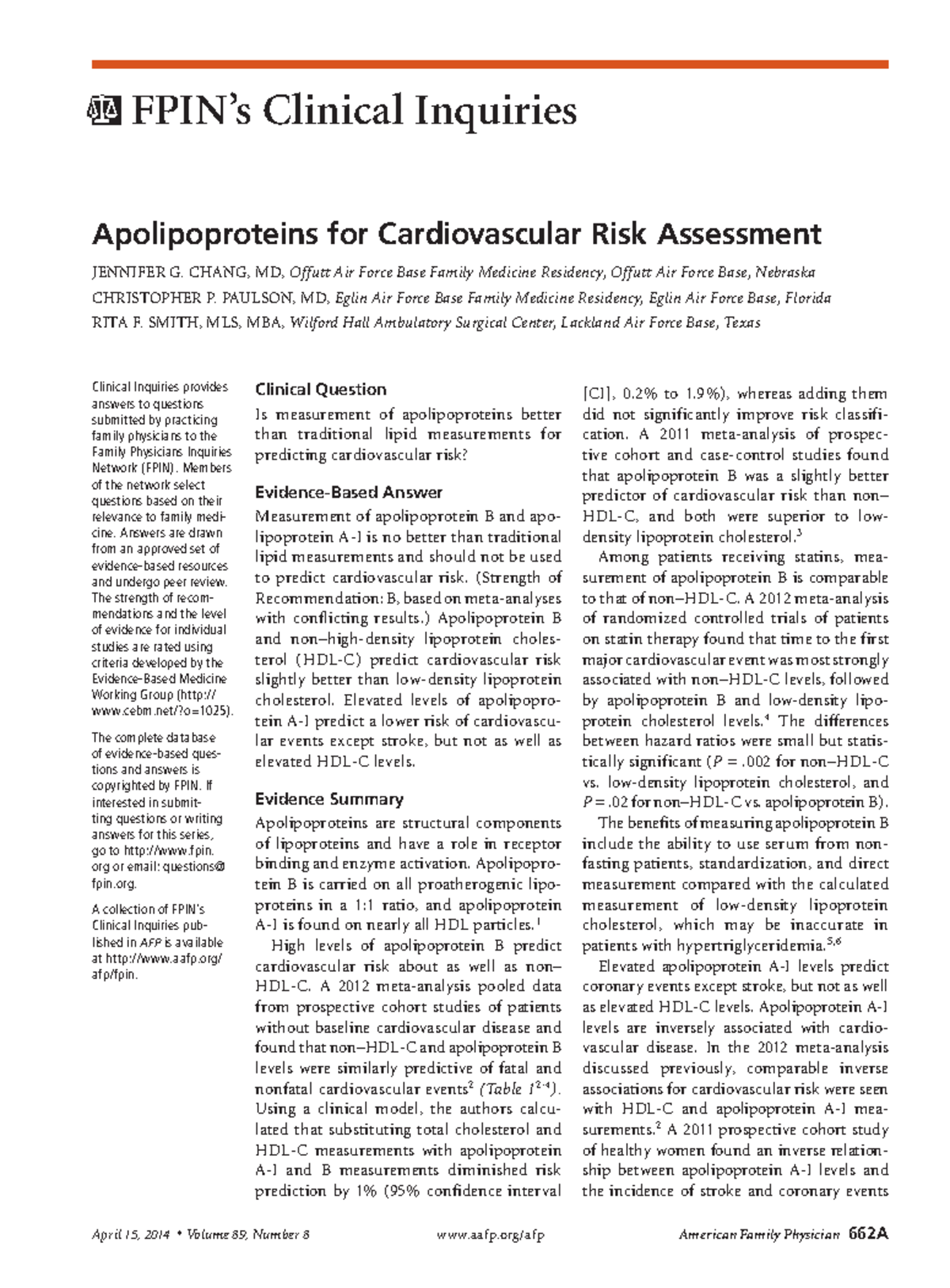 Od2 - CVD article - April 15, 2014 Volume 89, Number 8 aafp/afp ...