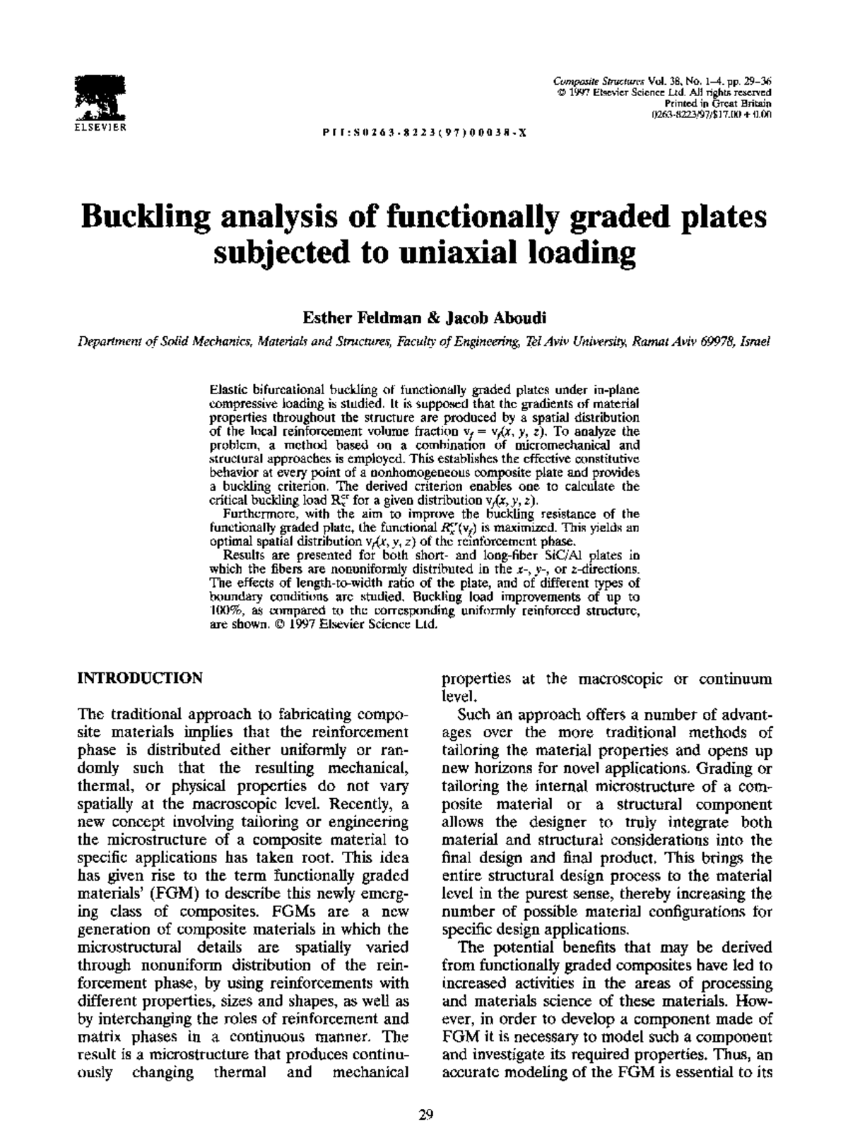 Buckling Analysis OF Functionally Graded Plates Subjected To Uniaxial ...