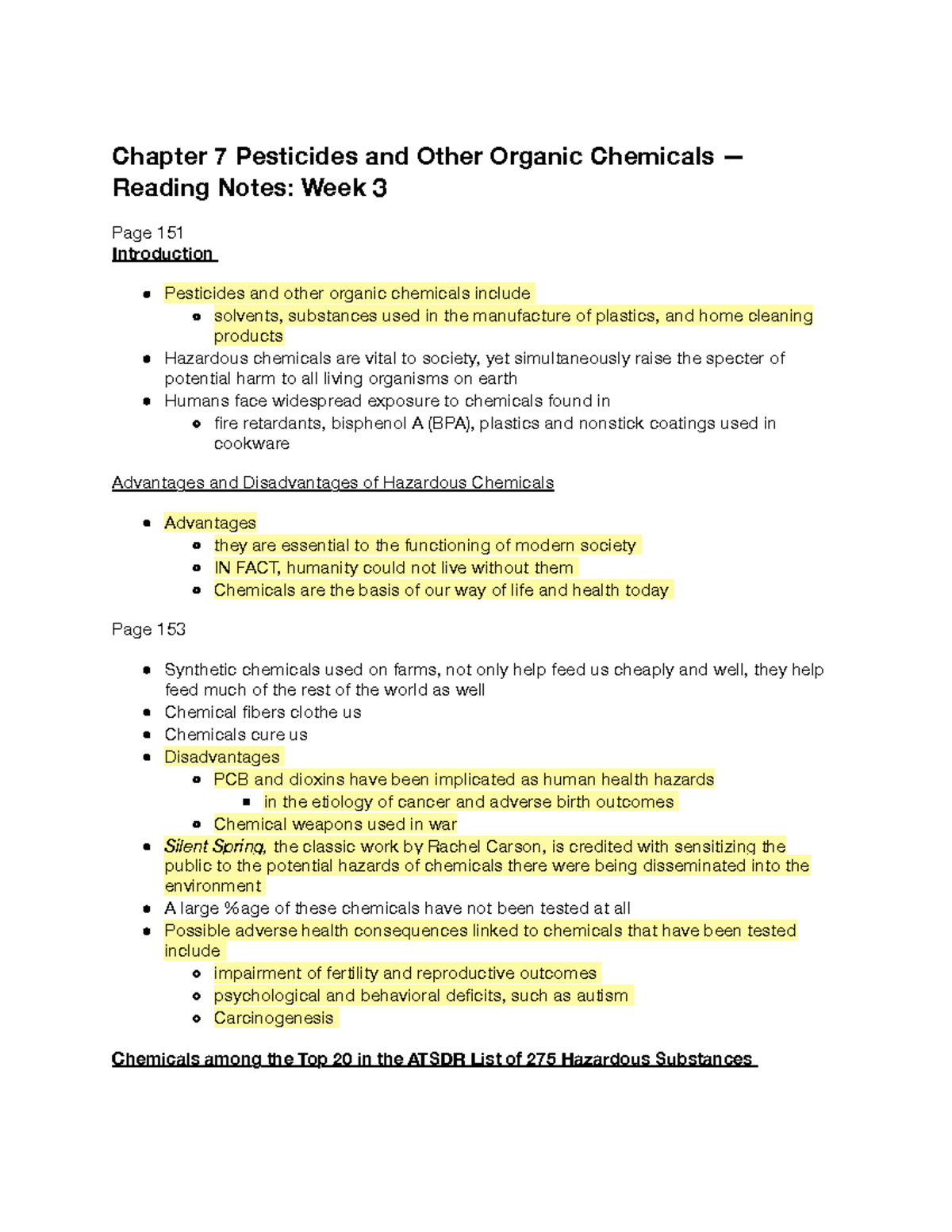 Env Hlt 100 - Ch. 7 Pesticides and Organic Chemicals- Reading Notes ...