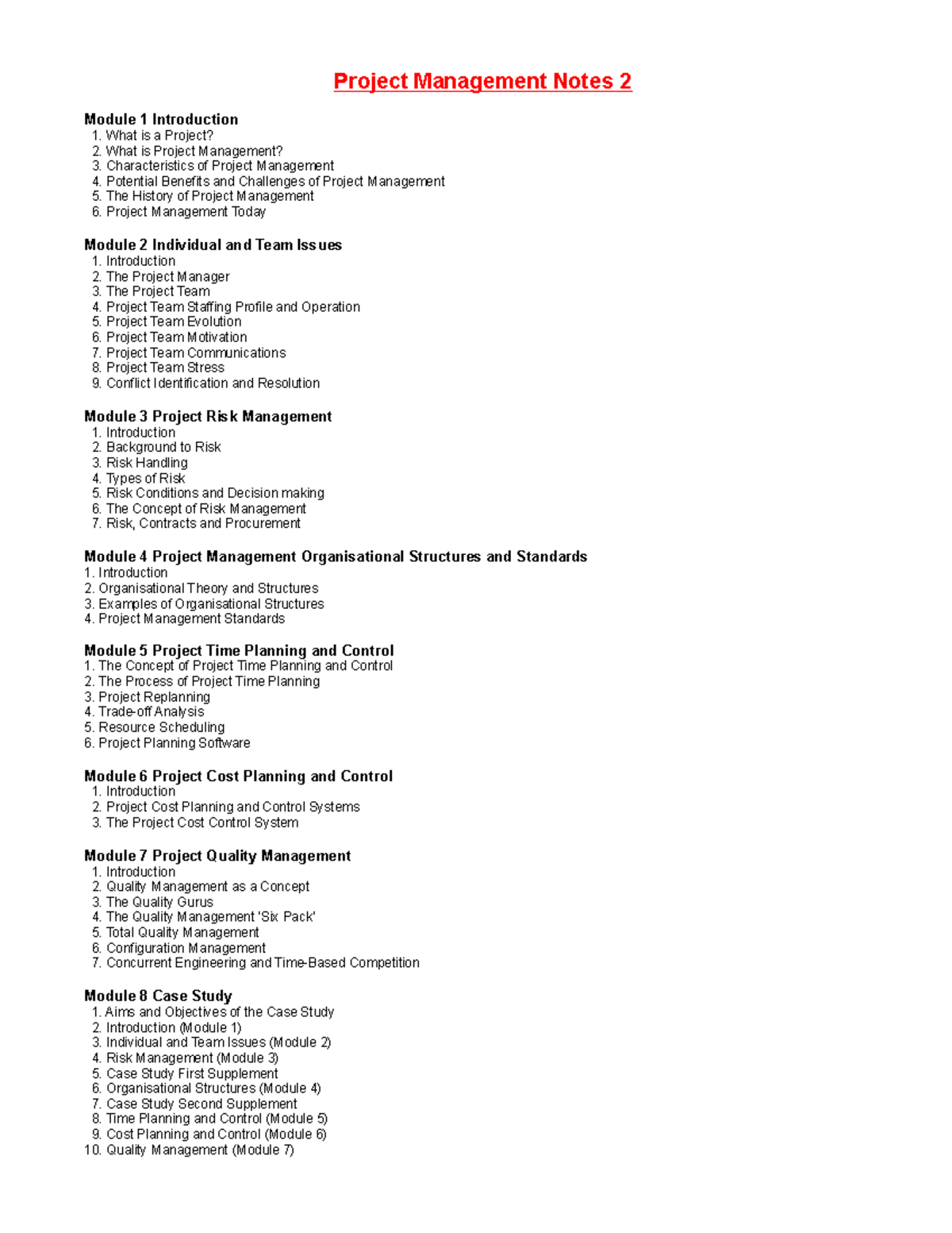 Project Management Notes 2 What Is A Project 2 What Is Project
