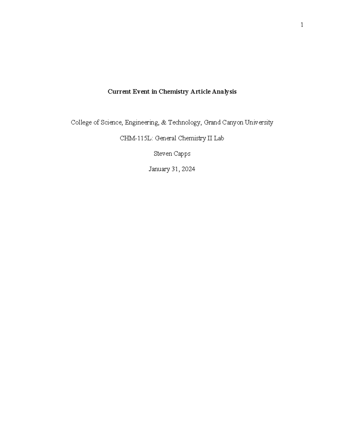 Current Event in Chemistry Article Analysis - Therefore, scientists ...