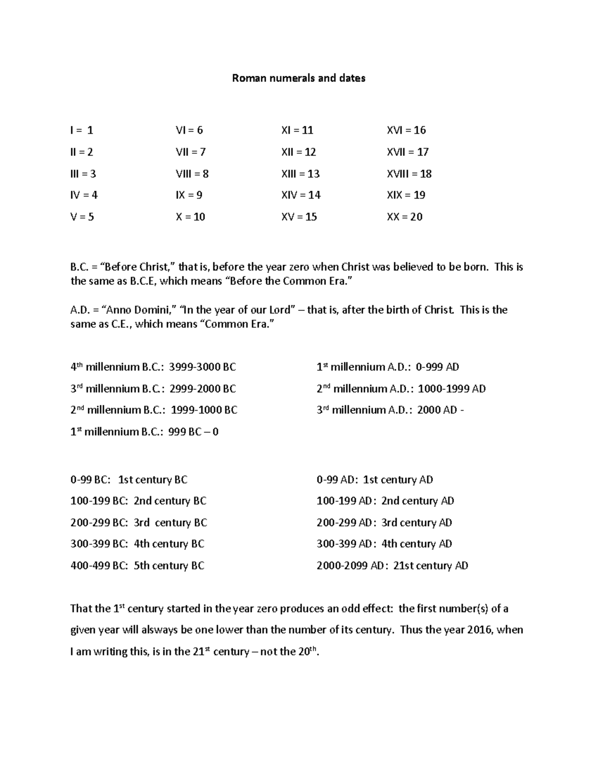 Roman numerals and dates - HIST1111 - Studocu