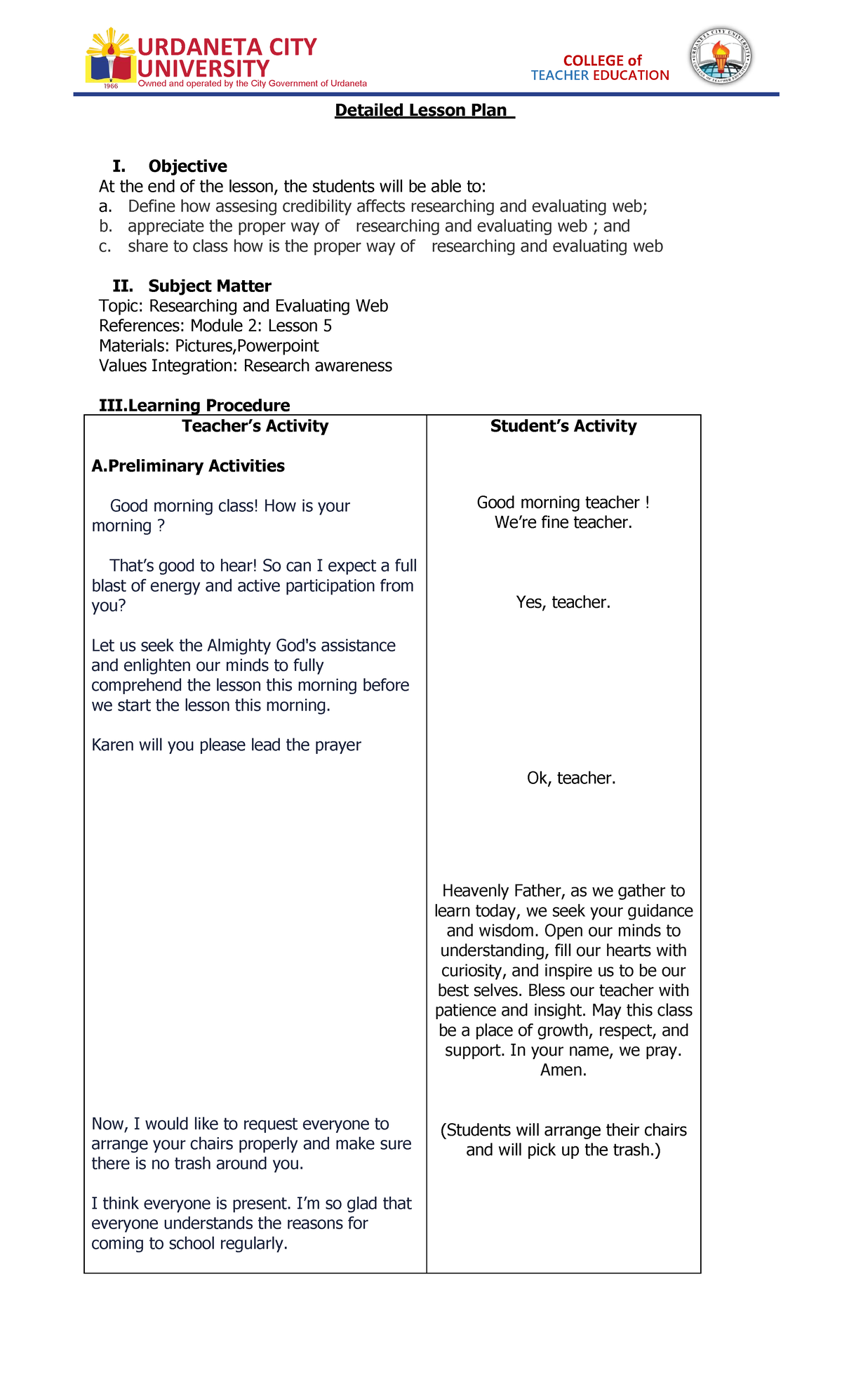 Literacy - UNIVERSITY Owned and operated by the City Government of ...