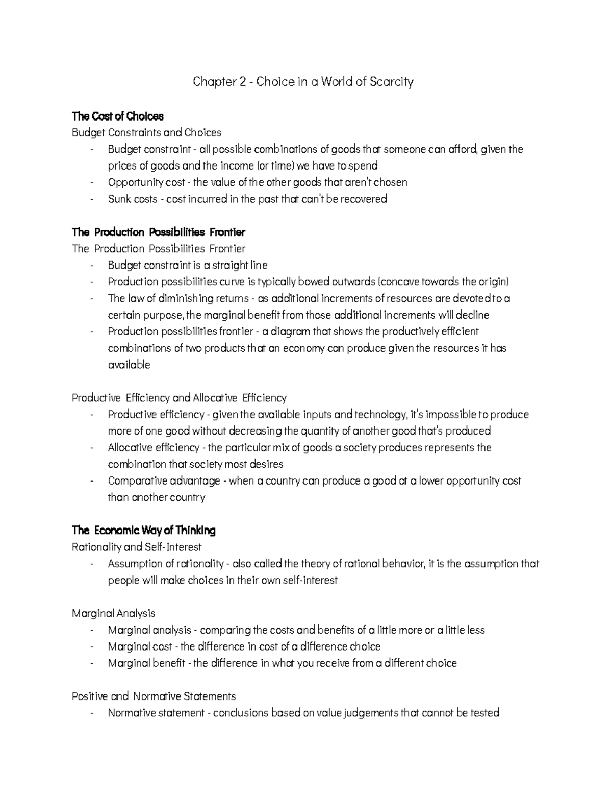Chapter 2 - Choice in a World of Scarcity - Chapter 2 - Choice in a ...