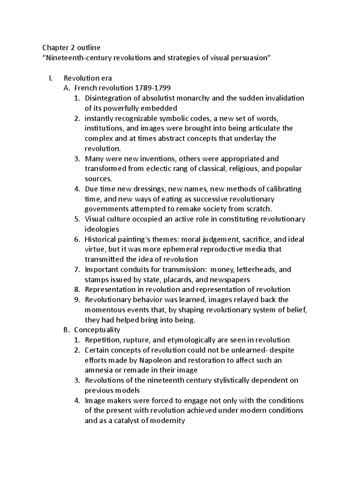 2 outline delaney - Chapter 2 outline “Nineteenth-century revolutions ...
