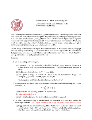 Hw8-2 - Homework assignment from Math 3340 taught by Professor Mike ...