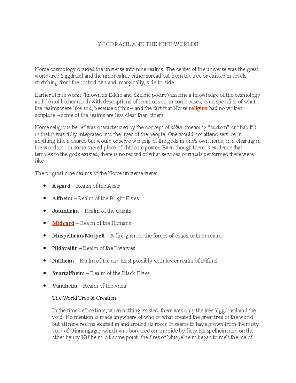 Norse cosmology - YGGDRASIL AND THE NINE WORLDS Norse cosmology divided ...