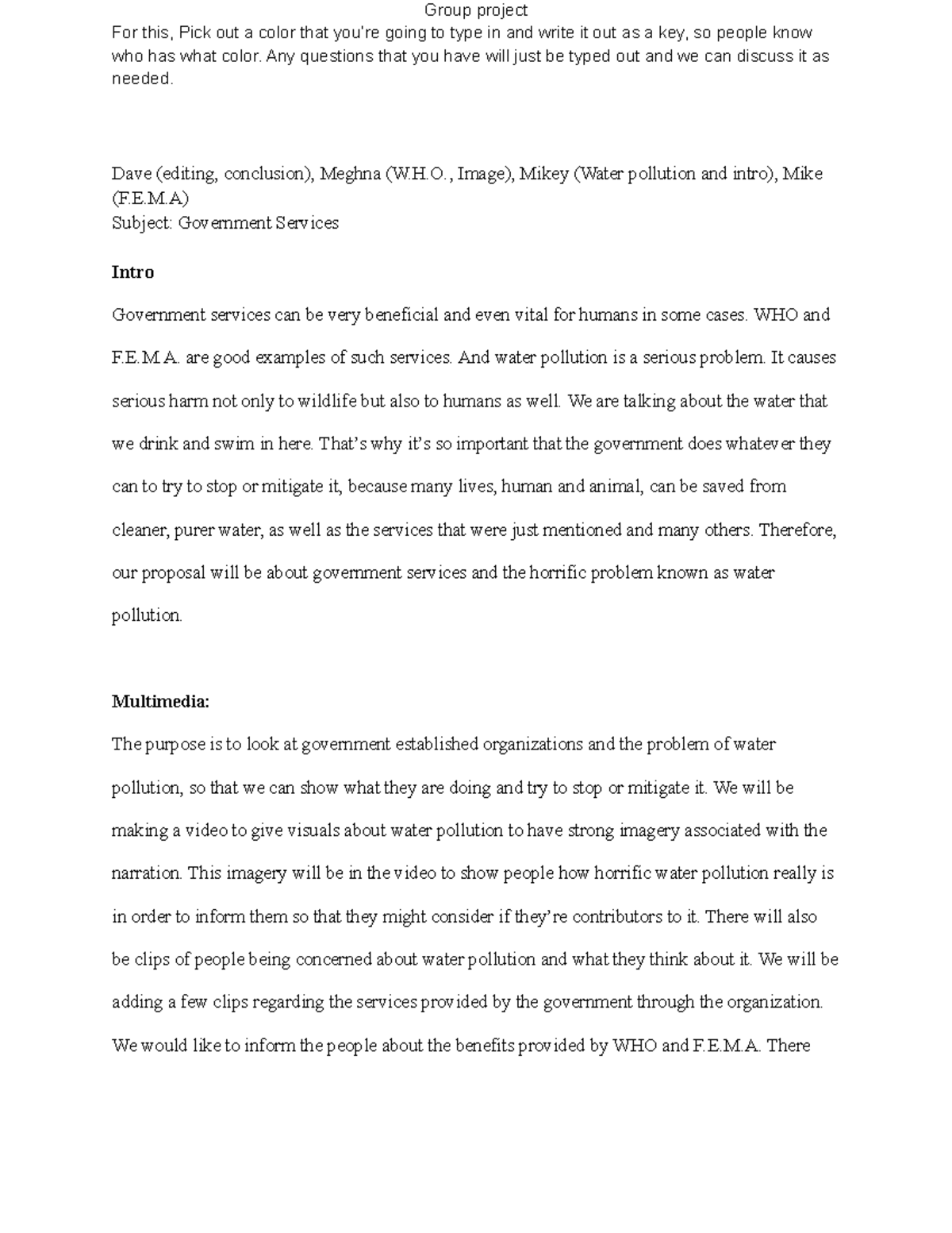 Multimedia project 2 - Group project For this, Pick out a color that ...