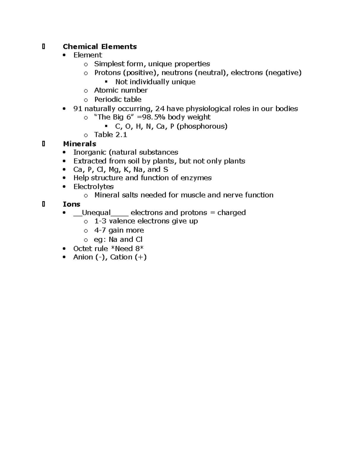 Chemical Elements - Chemical Elements Element o Simplest form, unique ...