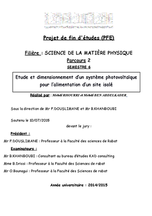 SDIC-PL0583 - PFE chimie - Table des matières Introduction à la ...