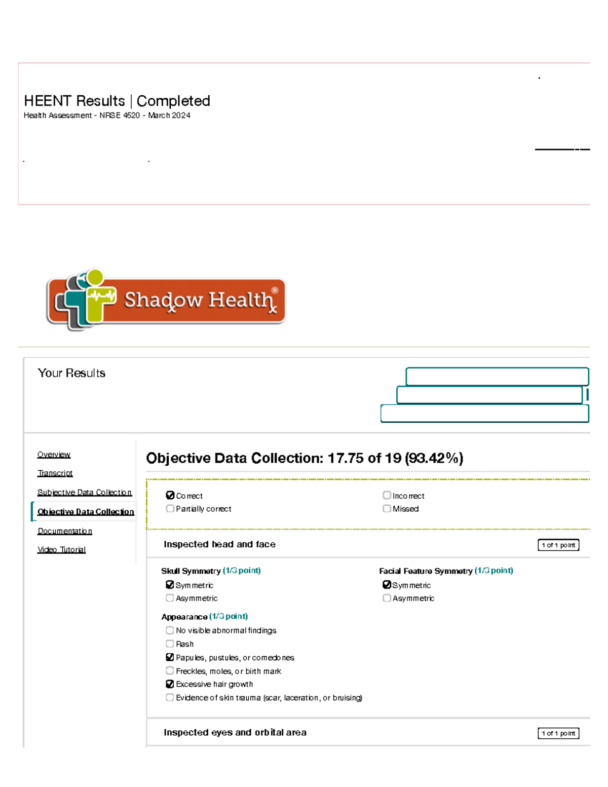 Tina Heent Results Completed Objective Data - HEENT Results | Completed ...