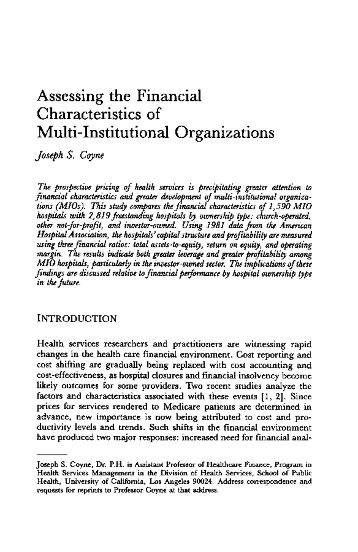Hsresearch 00519-0039 - Assessing the Financial Characteristics of ...