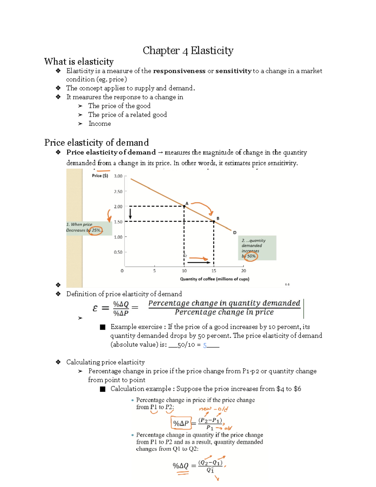 ECON200 Chapter 4 Notes - Chapter 4 Elasticity What is elasticity ...
