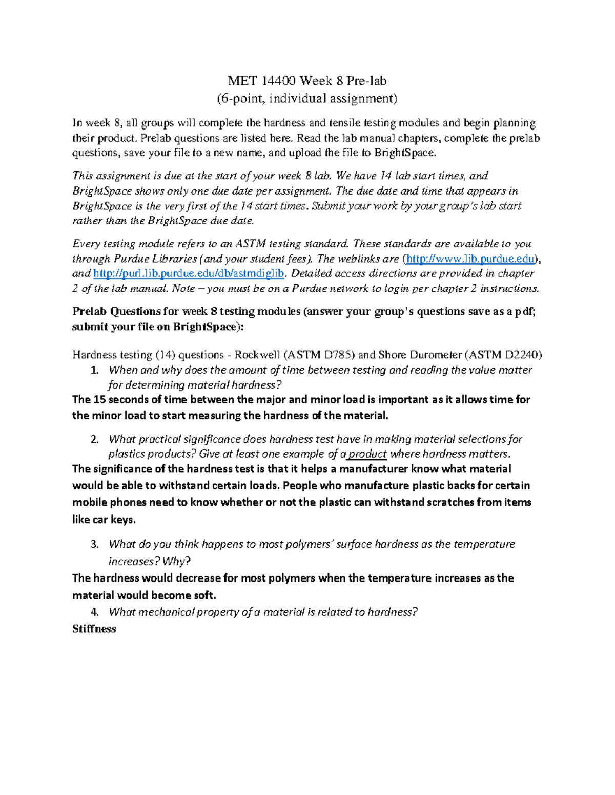 Week 8 Prelab Assignment - MET 14400 Week 8 Pre-lab (6-point ...