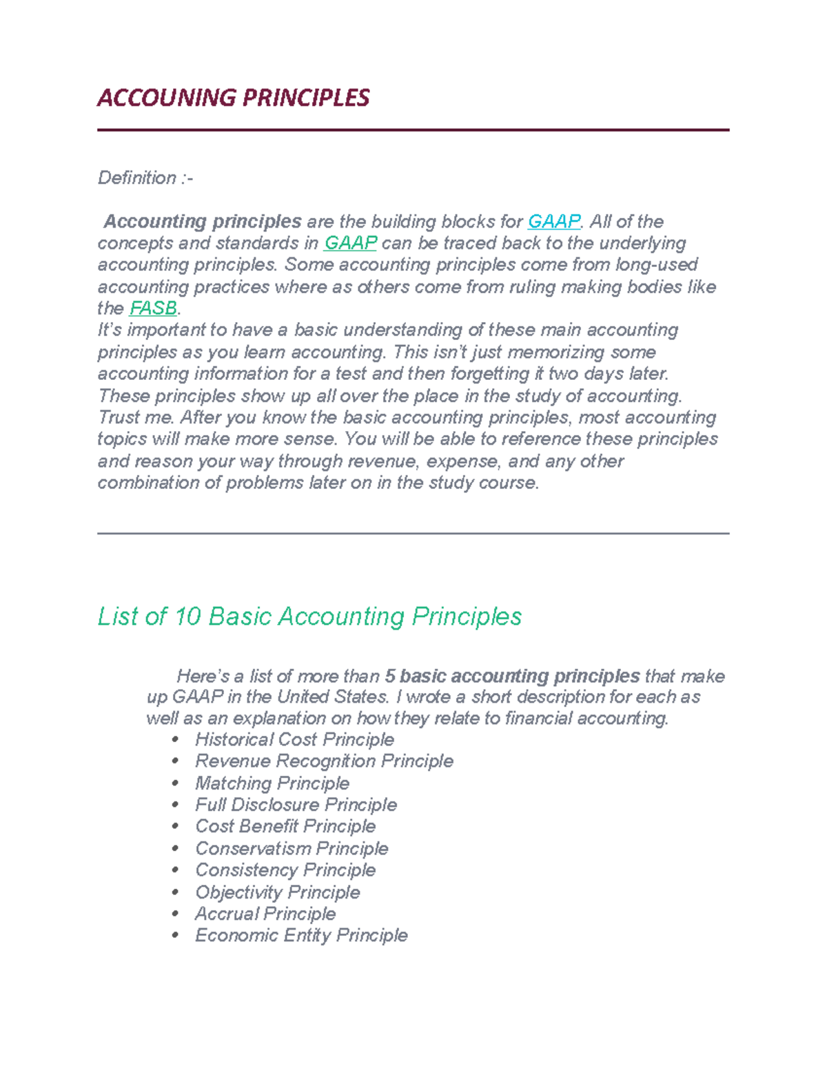 Accounting principles - All of the concepts and standards in GAAP can ...