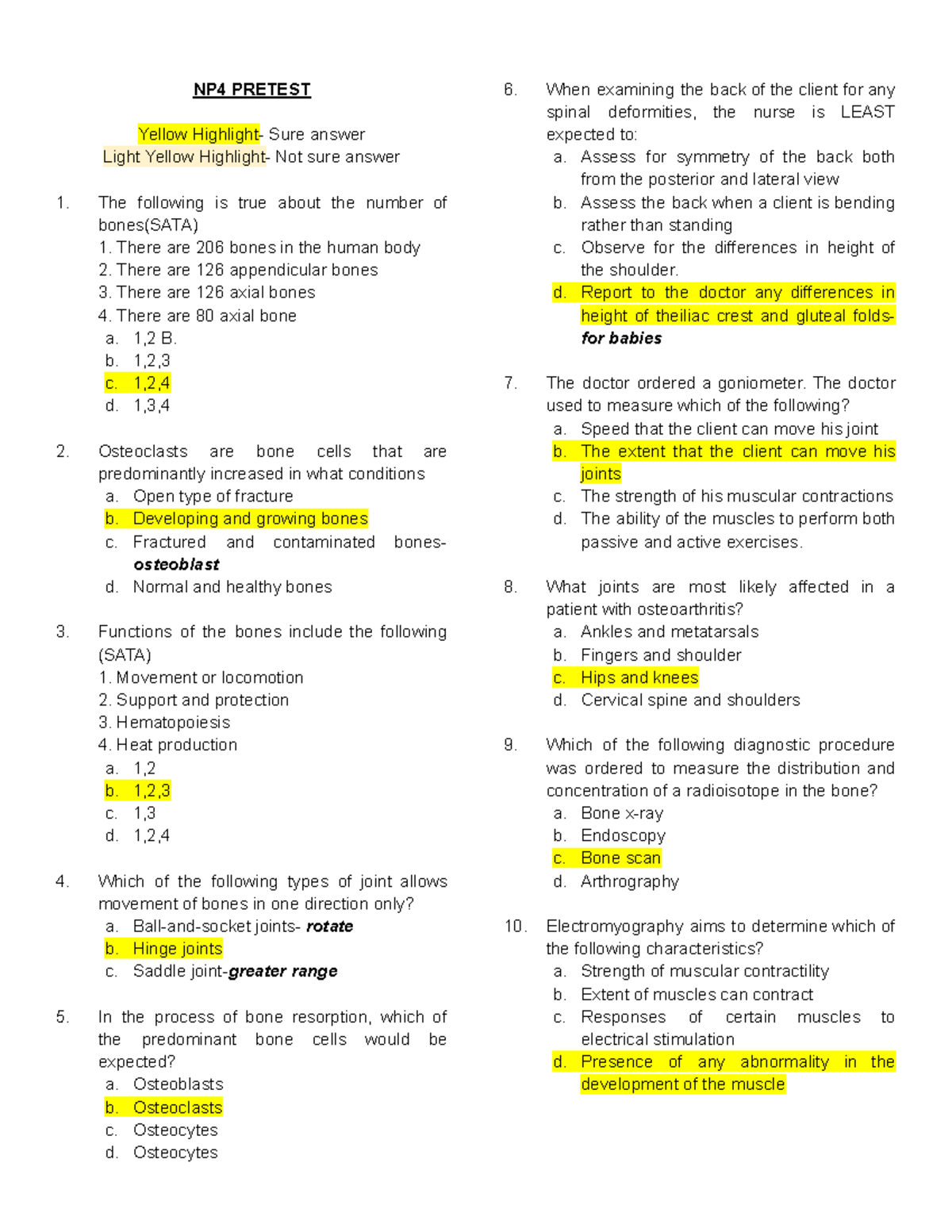NP4-Pretest-Ratio - NP 4 RATIO - NP4 PRETEST Yellow Highlight- Sure ...