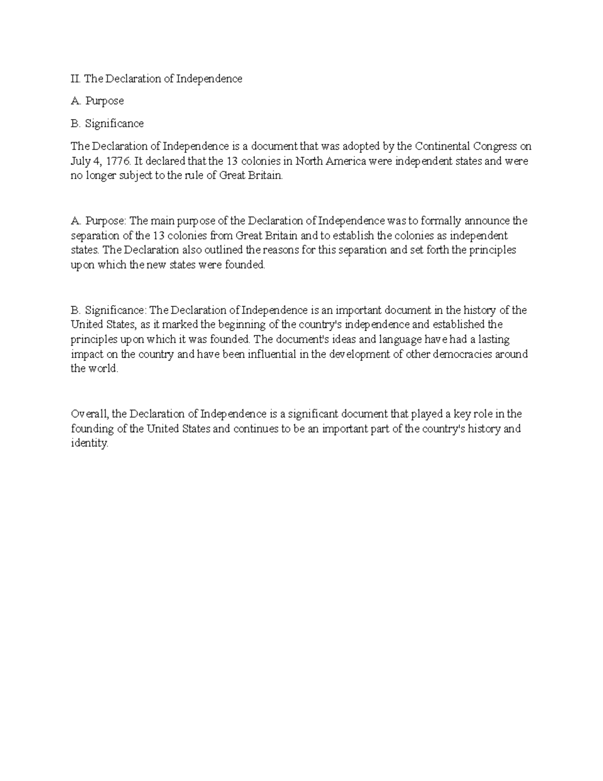 Founding Documents The Constitution 2 - II. The Declaration of ...