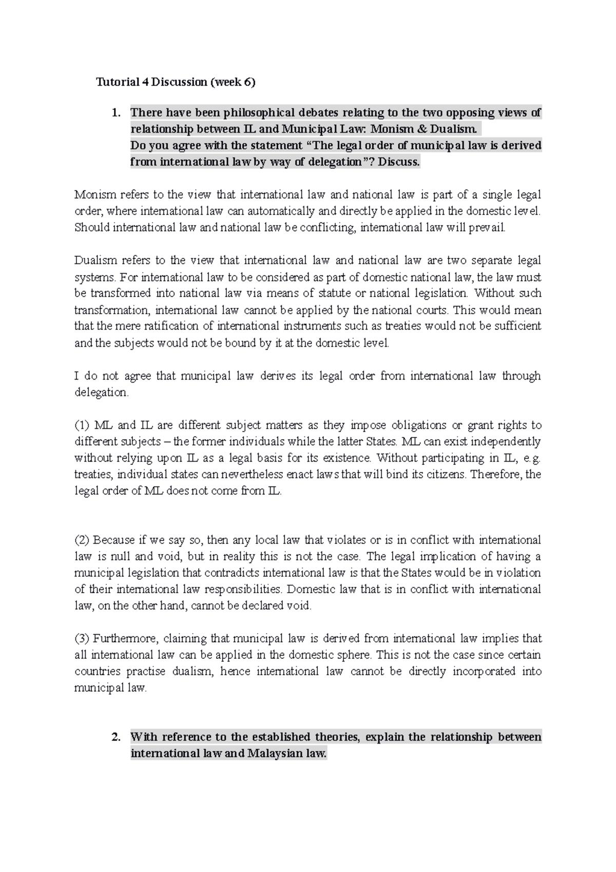 Tutorial 4 Discussion (W6) - Tutorial 4 Discussion (week 6) 1. There ...